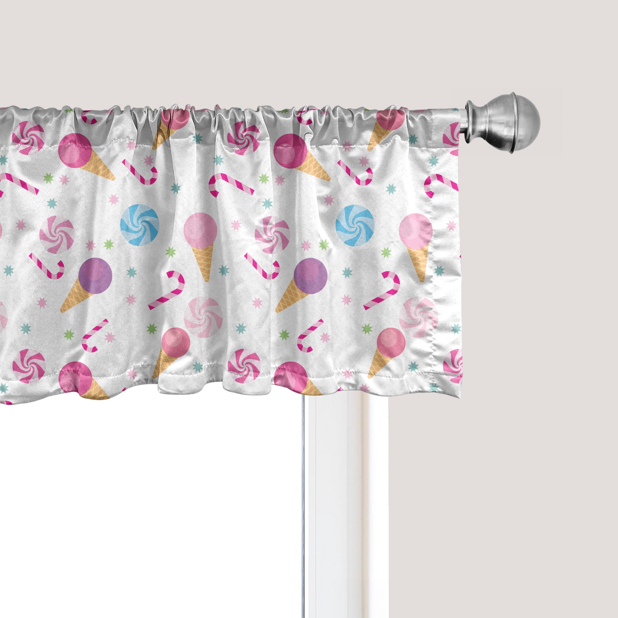 Ambesonne Ice Cream Window Valance, Sweets Ice Cream Candy, 54" X 18 ...
