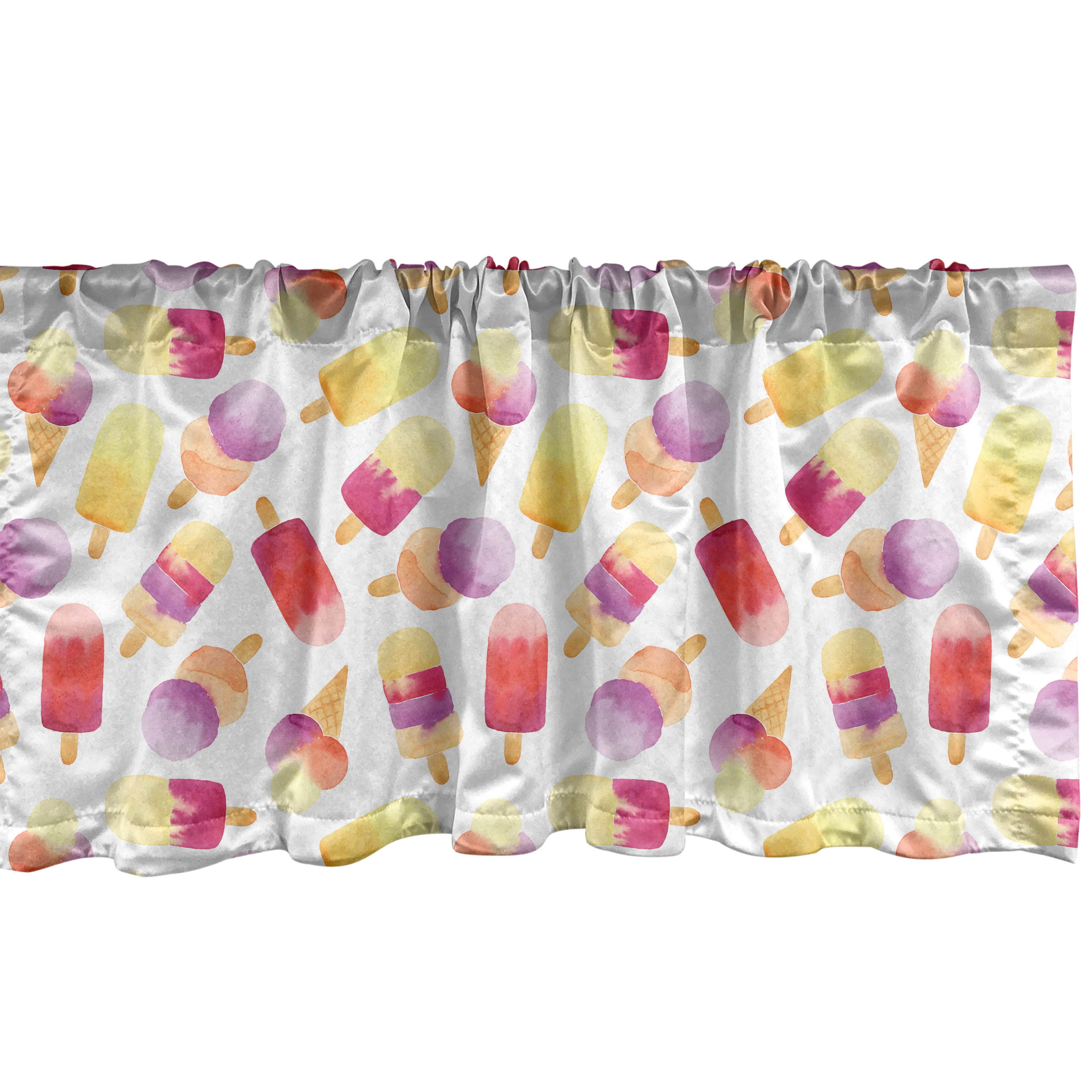 Ambesonne Ice Cream Window Valance, Watercolor Cone, 54" X 12 ...