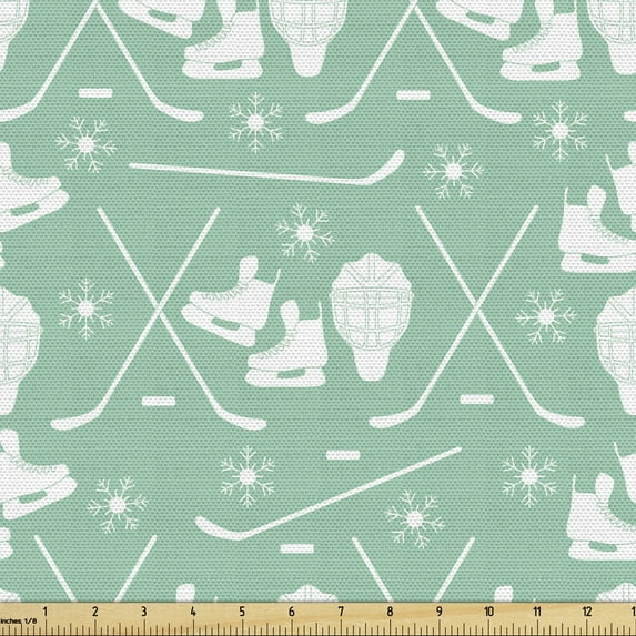 Ambesonne Ice Skates Fabric by the Yard Upholstery, Sports Equipment ...