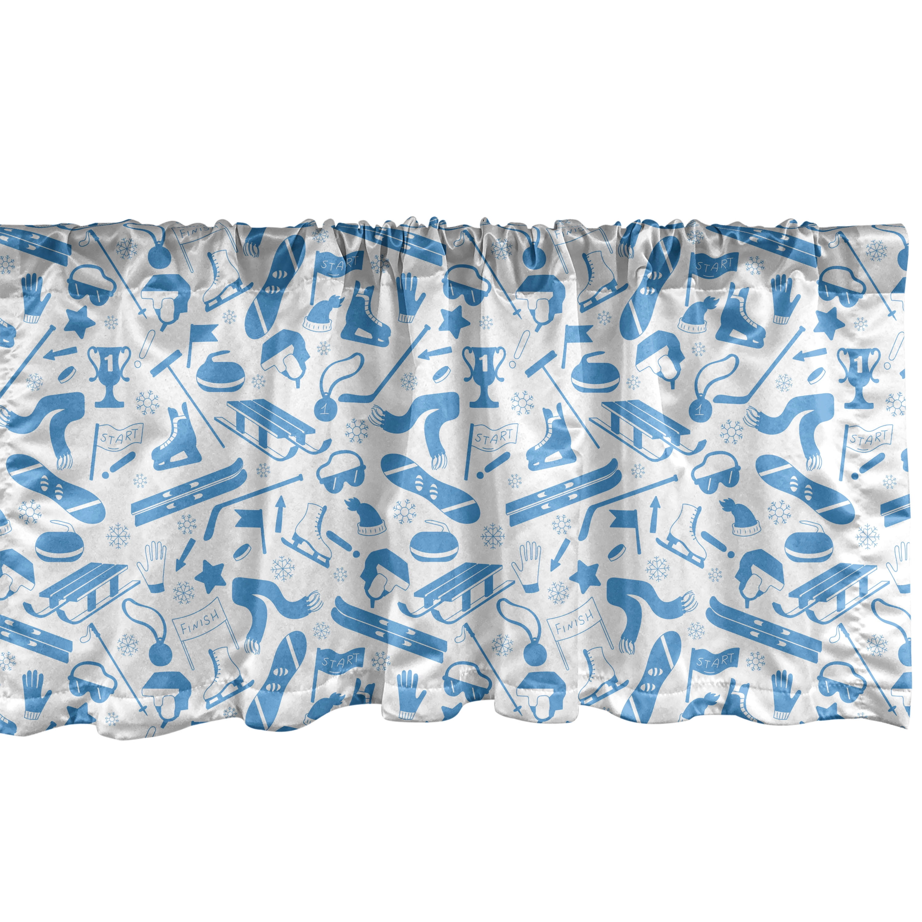 Ambesonne Ice Skates Window Valance, Winter Sports Elements, 54" X 12 ...
