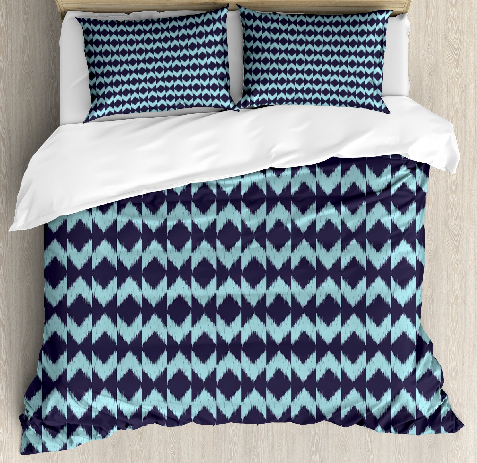 Ambesonne Ikat Duvet Cover Set, Boho Geometric Shape, King, Eggplant ...
