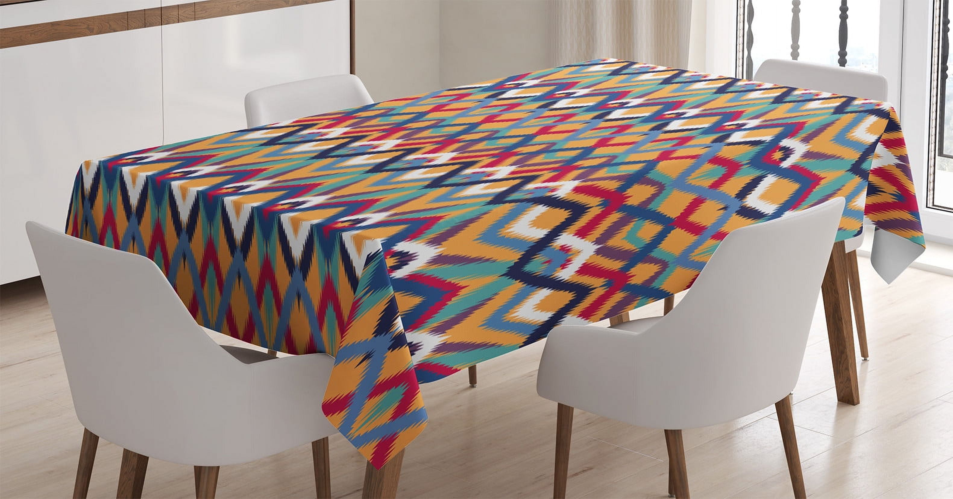 Ambesonne Ikat Tablecloth Rectangular Table Cover, Ceremonial Native ...