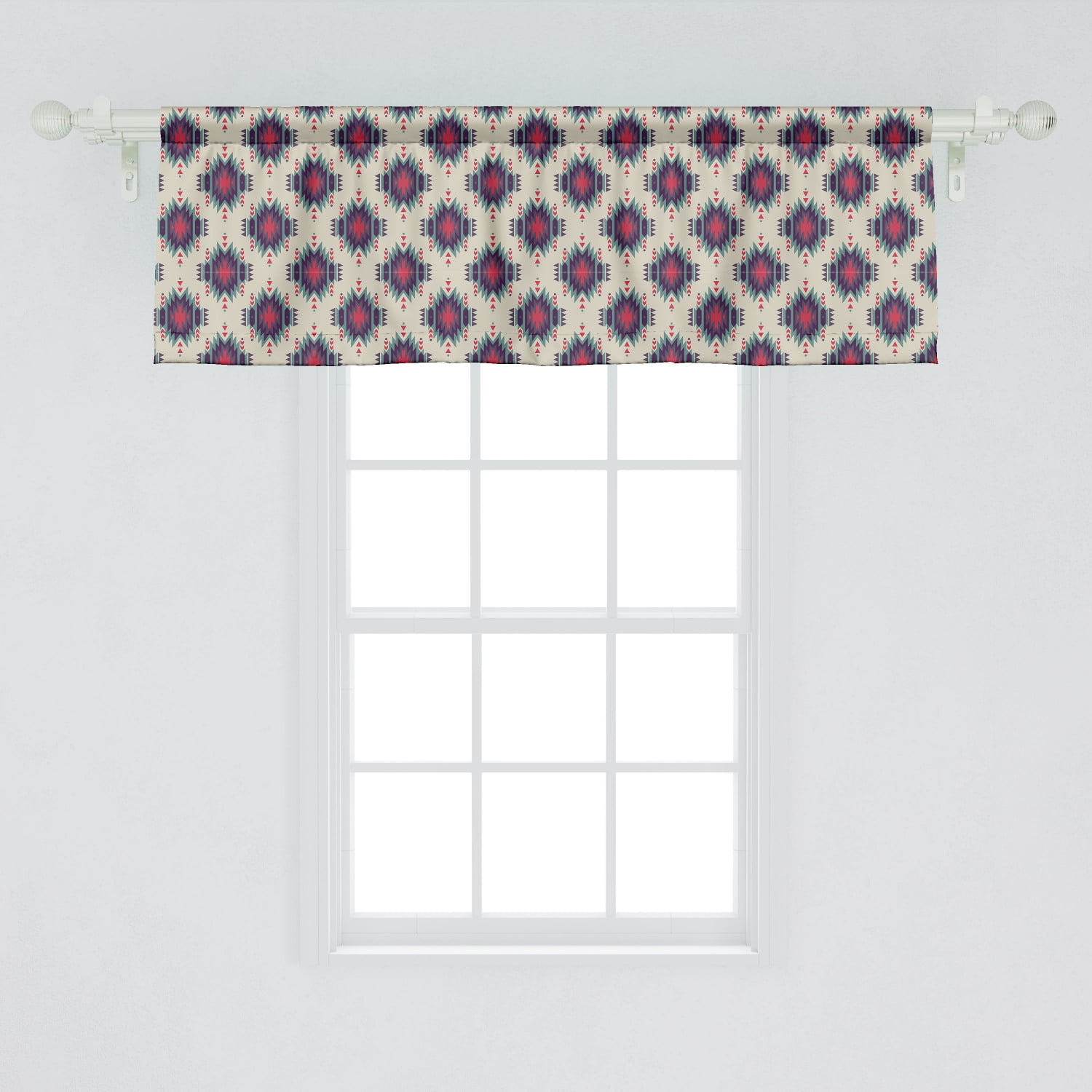 Ambesonne Ikat Window Valance, Aztec Tribal Ornament Repetitive Motifs ...