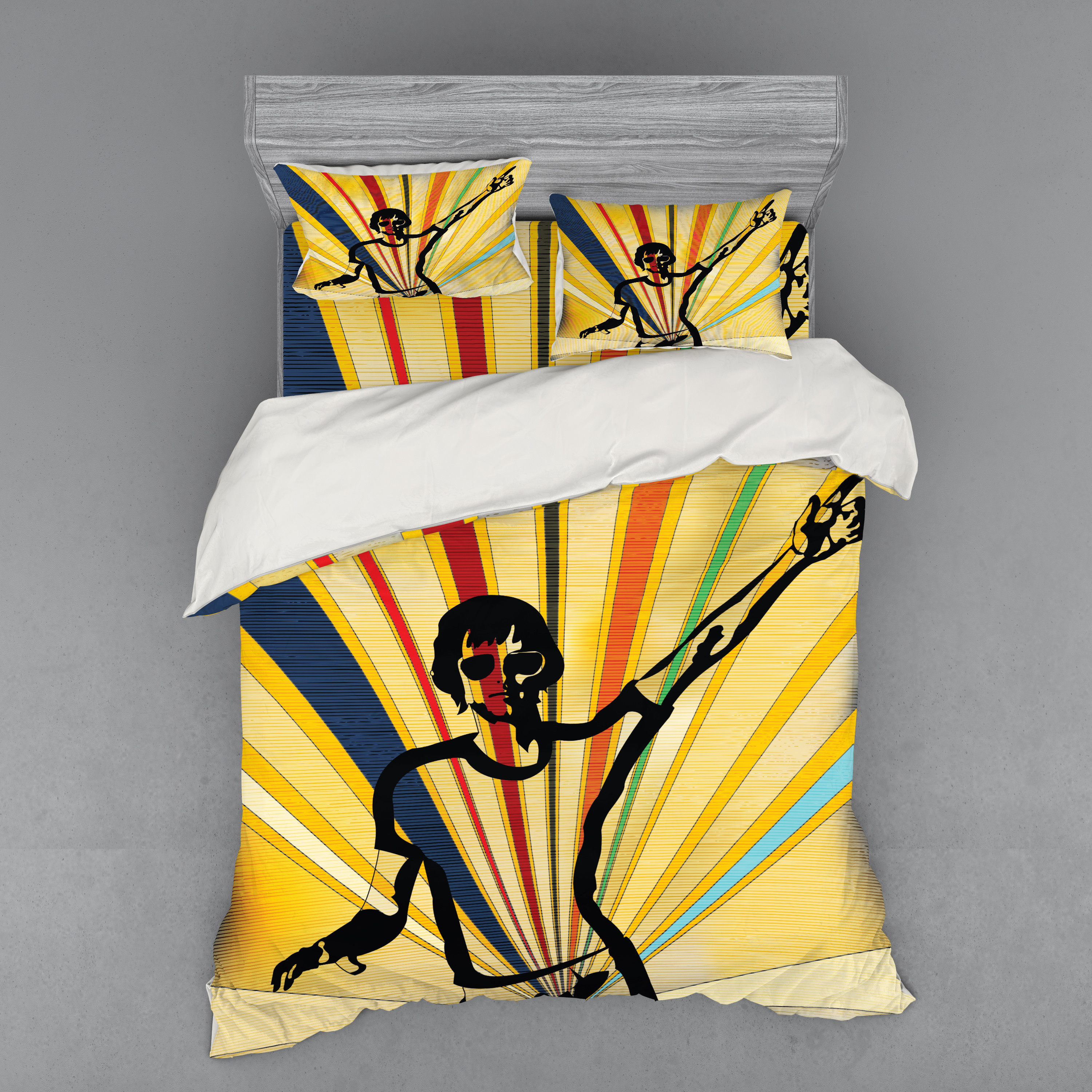 Ambesonne Indie Bedding Set 4 Pcs, Retro DJ Colorful Disco, Queen ...