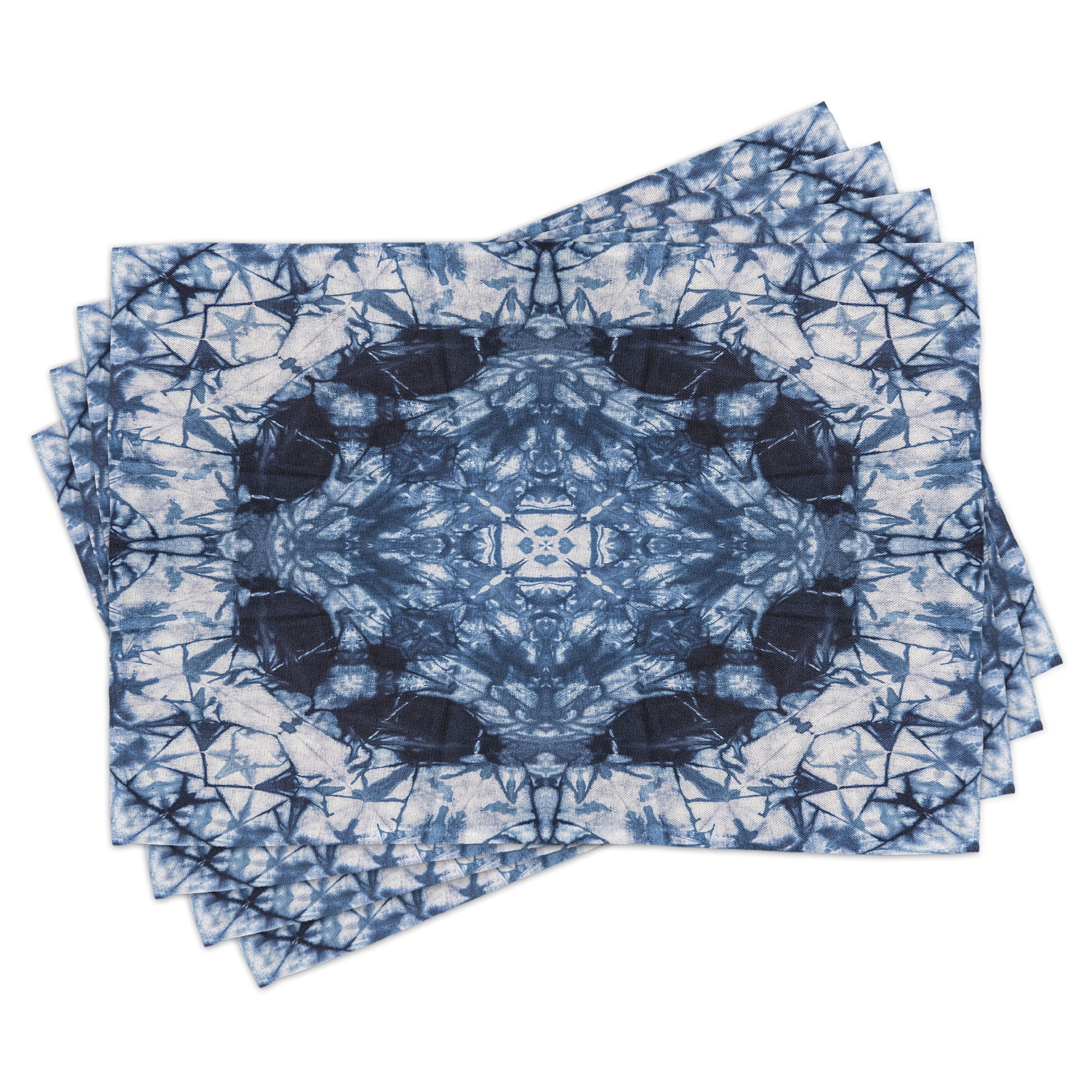 Ambesonne Indigo Paisley Place Mats Set of 4, Tie Dye Art Hippie ...