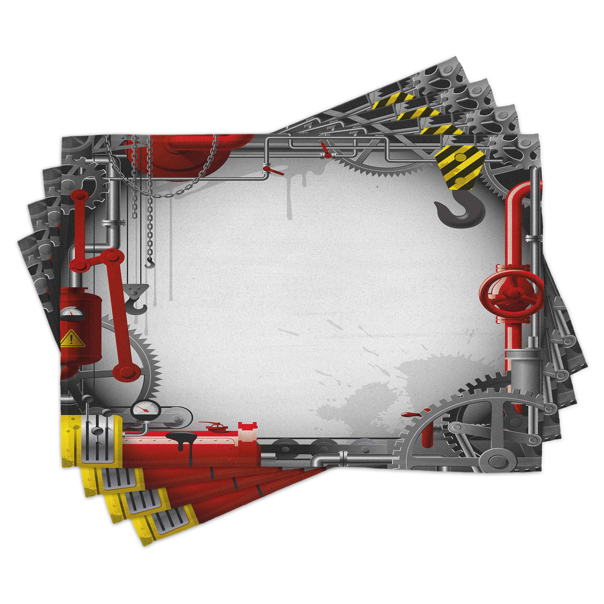 Ambesonne Industrial Place Mats Set of 4, Engineering Themed Gears ...