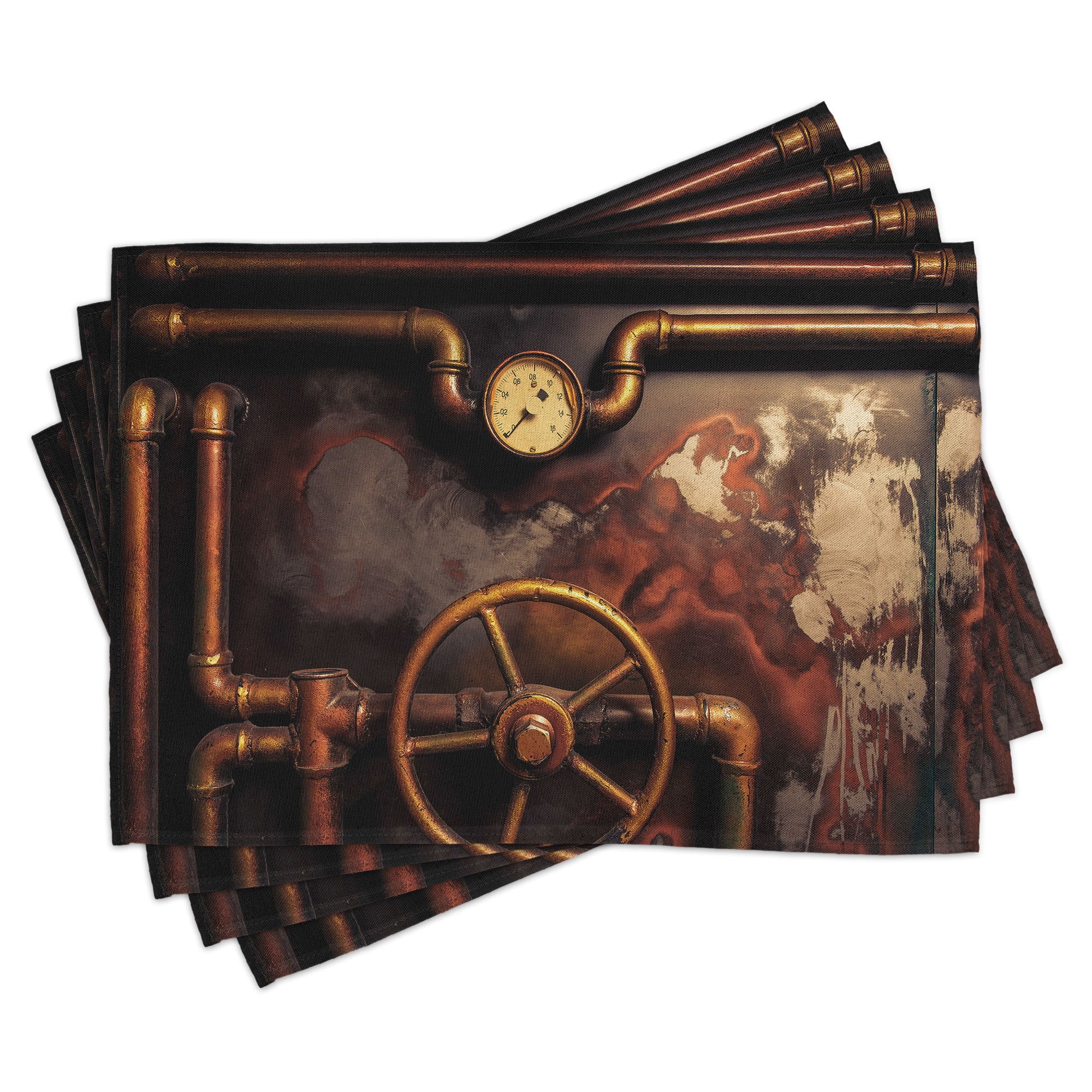 Ambesonne Industrial Place Mats Set of 4, Steam and Pressure Art ...