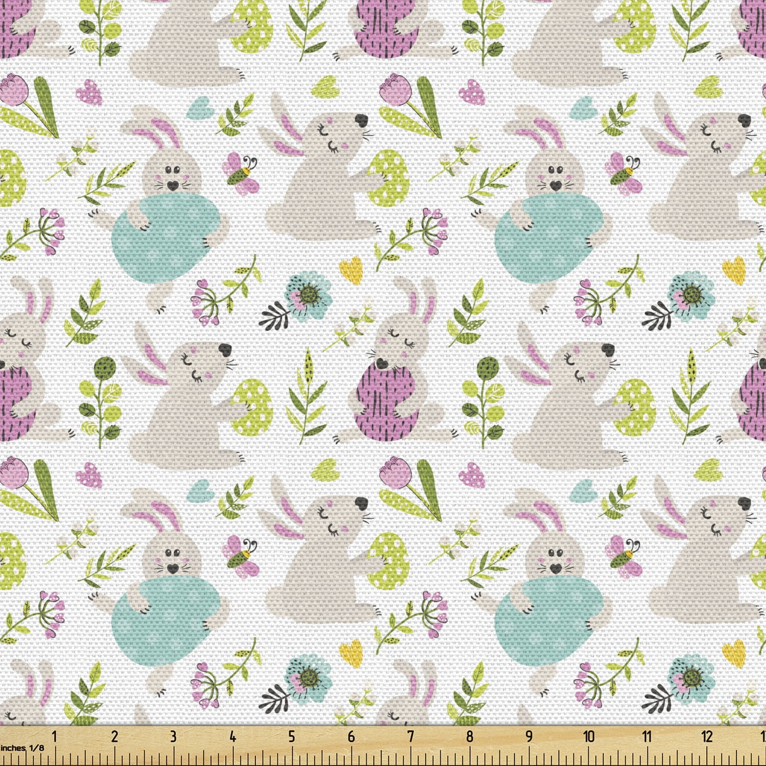 Ambesonne Insects Fabric by the Yard Upholstery, Easter Bunny ...