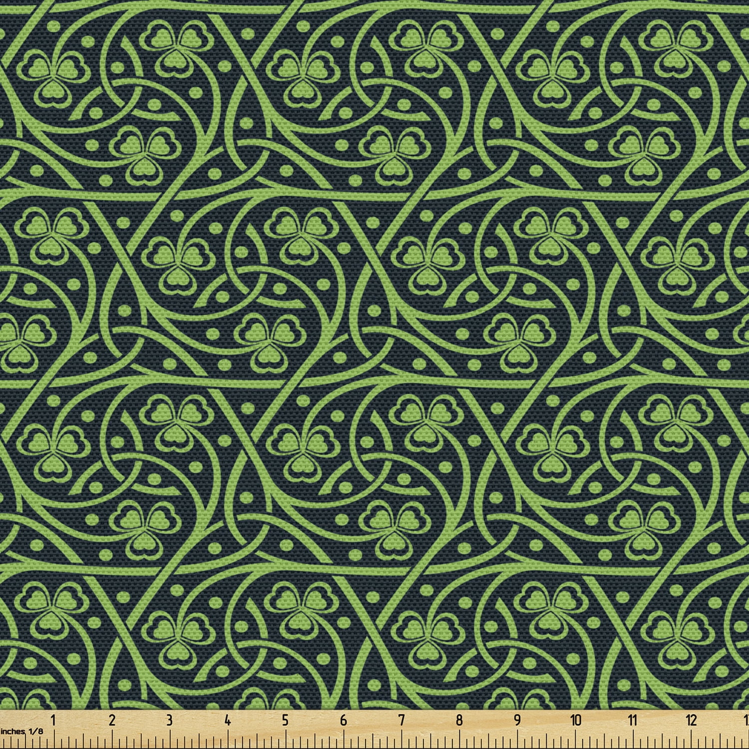 Ambesonne Irish Fabric by the Yard Upholstery, Intricate Clover Twigs ...