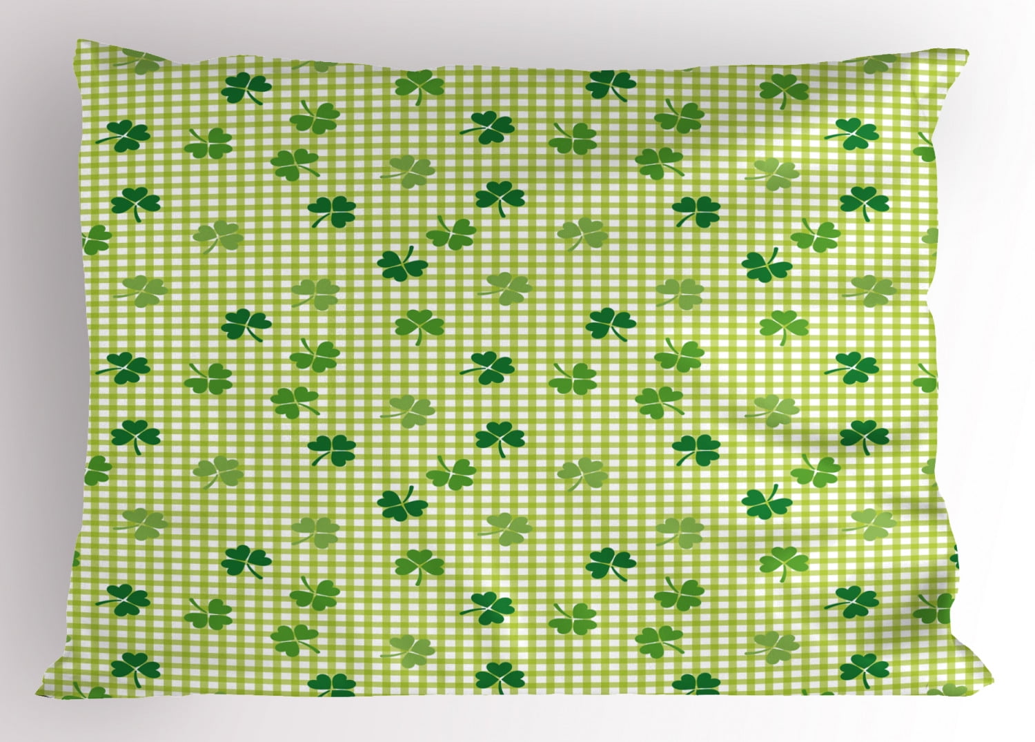 Ambesonne Irish Pillow Sham, Checkered Retro Shamrocks, 36" X 20 ...