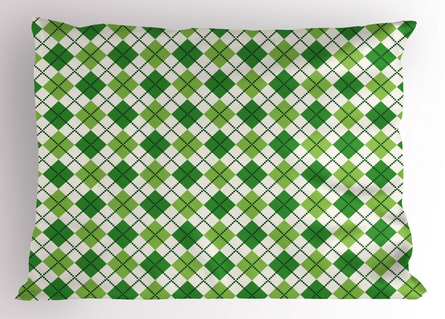 Ambesonne Irish Pillow Sham, Classical Argyle Pattern, 26" X 20", Green ...