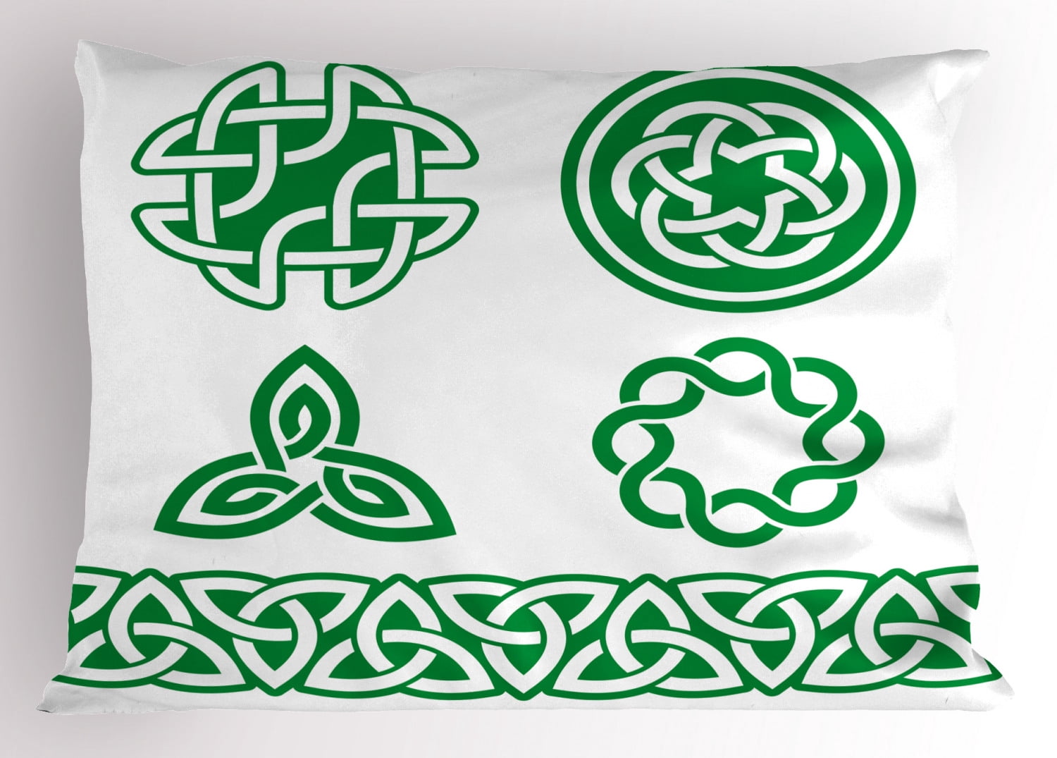 Ambesonne Irish Pillow Sham, Medieval Knots, 26" X 20", Fern Green and ...