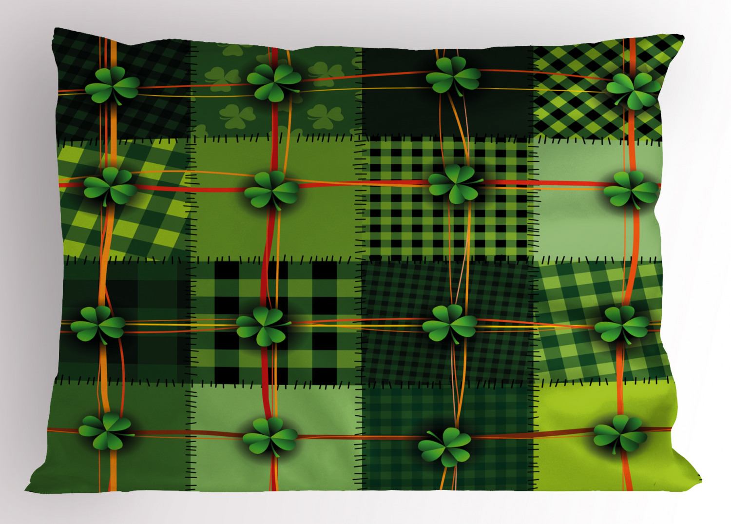 Ambesonne Irish Pillow Sham, Patchwork Celtic Clovers, 36" X 20 ...