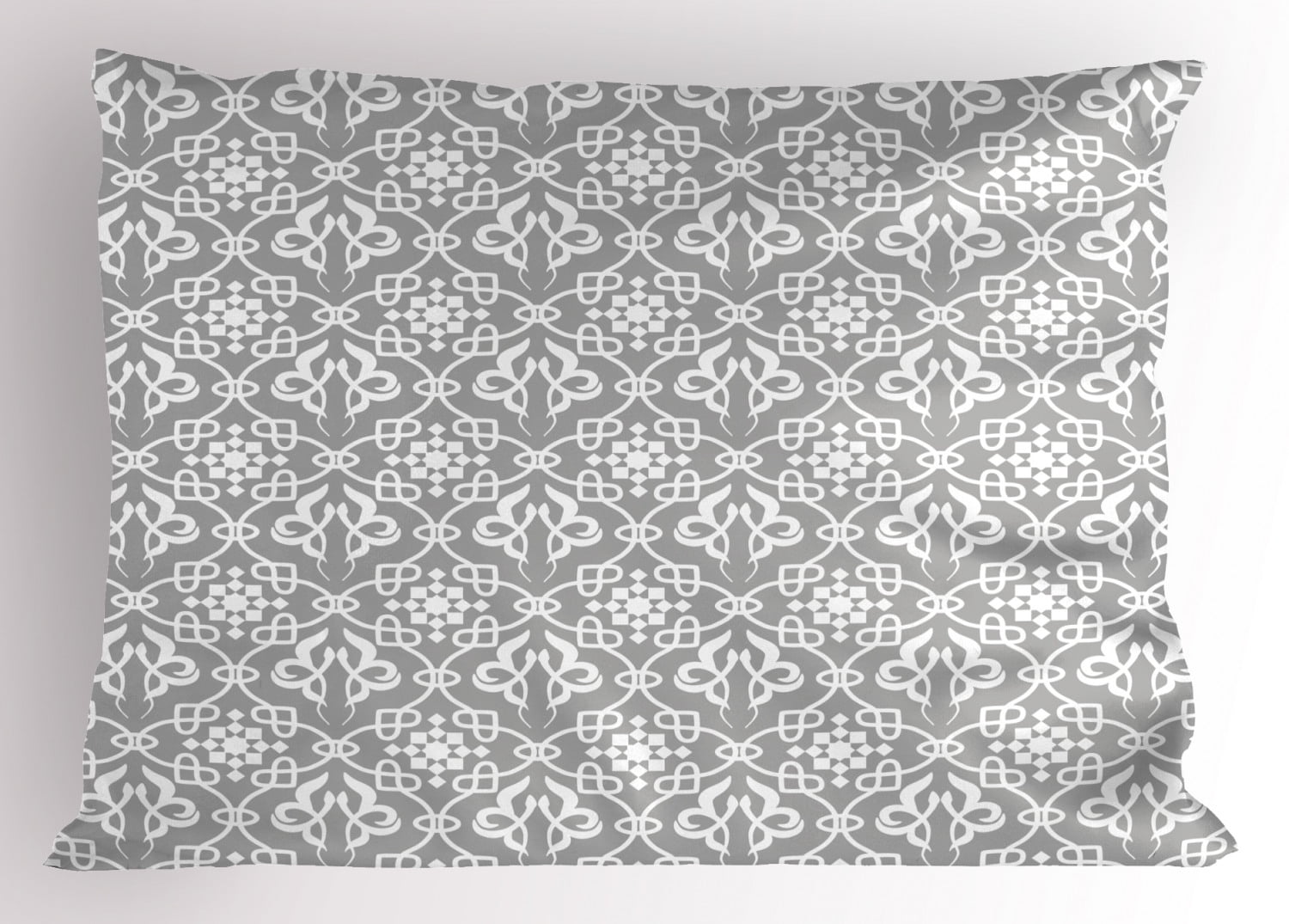 Ambesonne Irish Pillow Sham, Royal Floral Curves Tile, 36" X 20", Grey ...