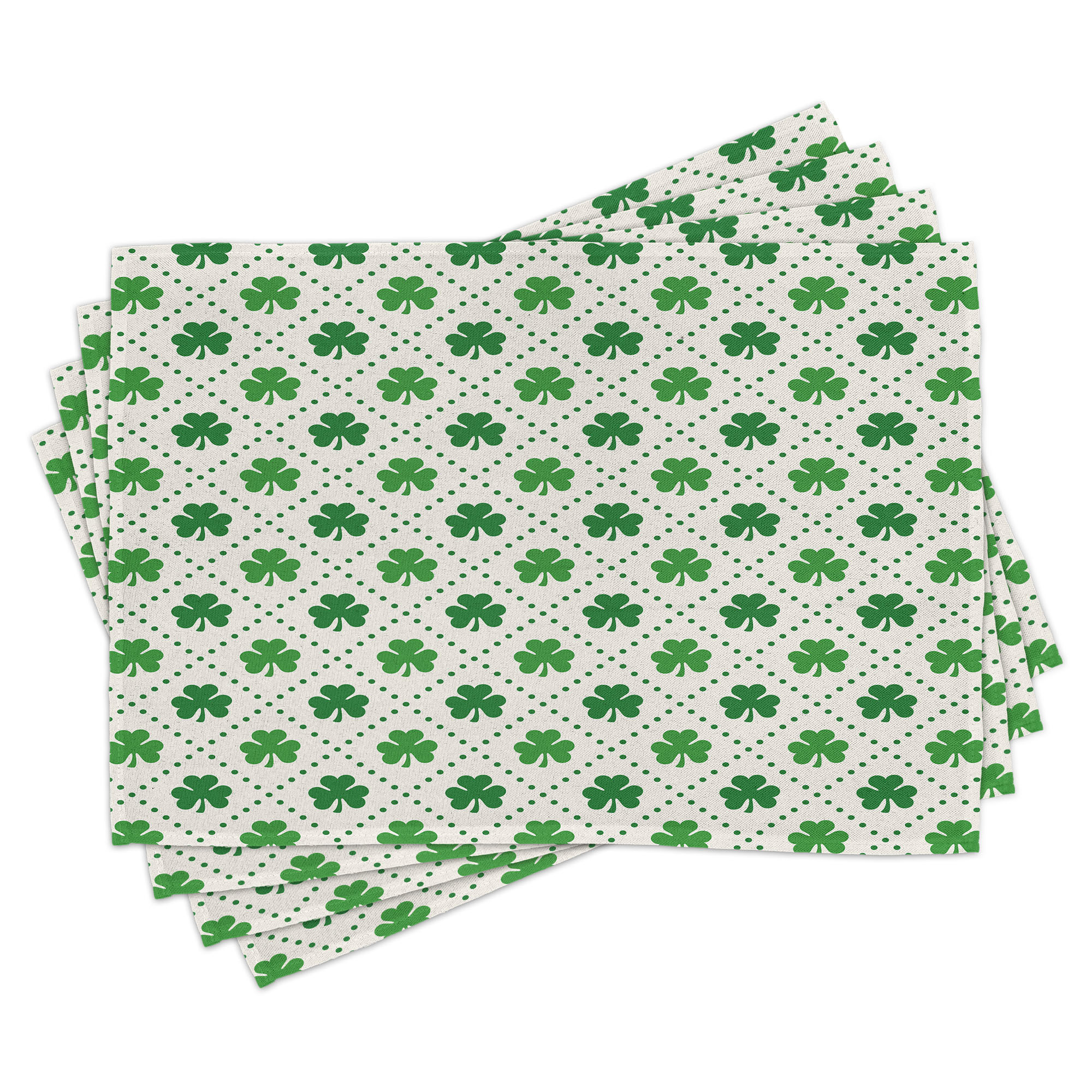 Ambesonne Irish Place Mats Set of 4, 4 Leaf Shamrock Dots, Standard ...