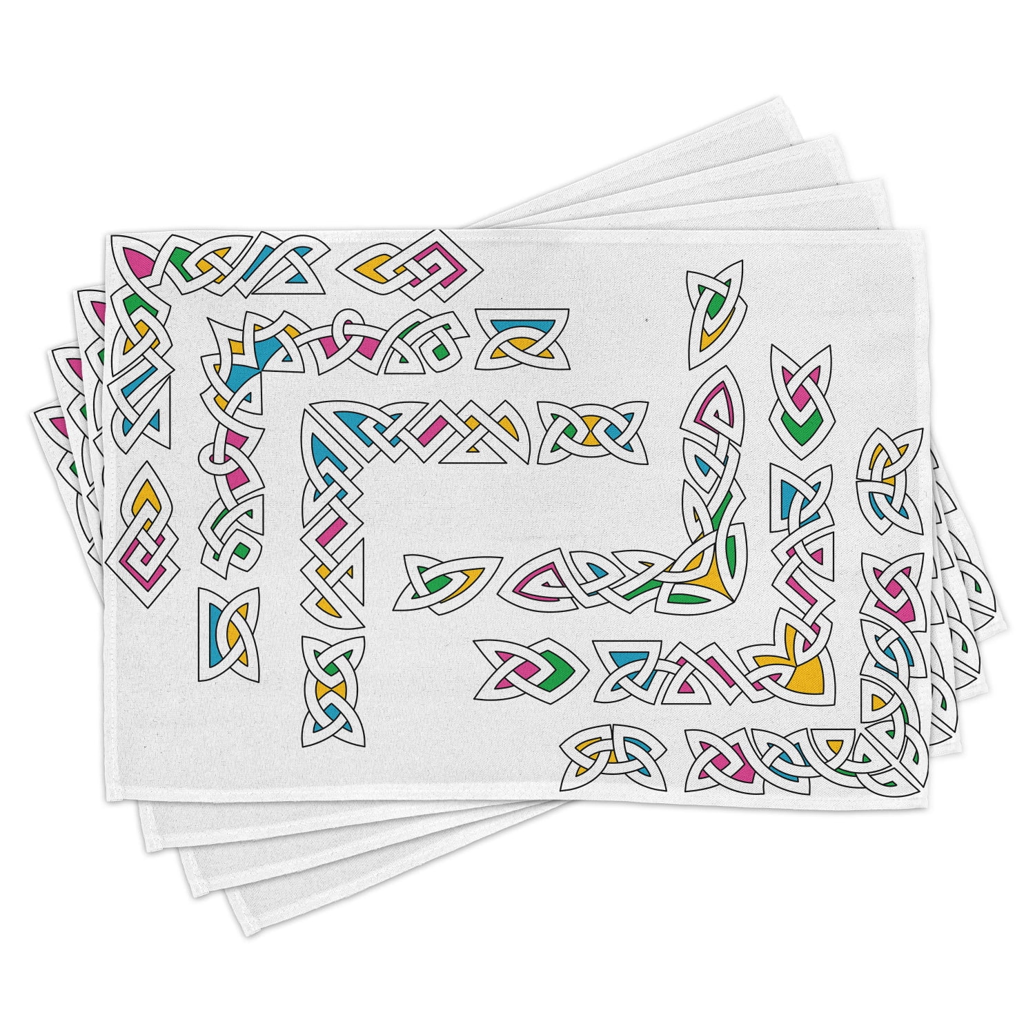 Ambesonne Irish Place Mats Set of 4, Gaelic Ornament Patterns, Standard ...
