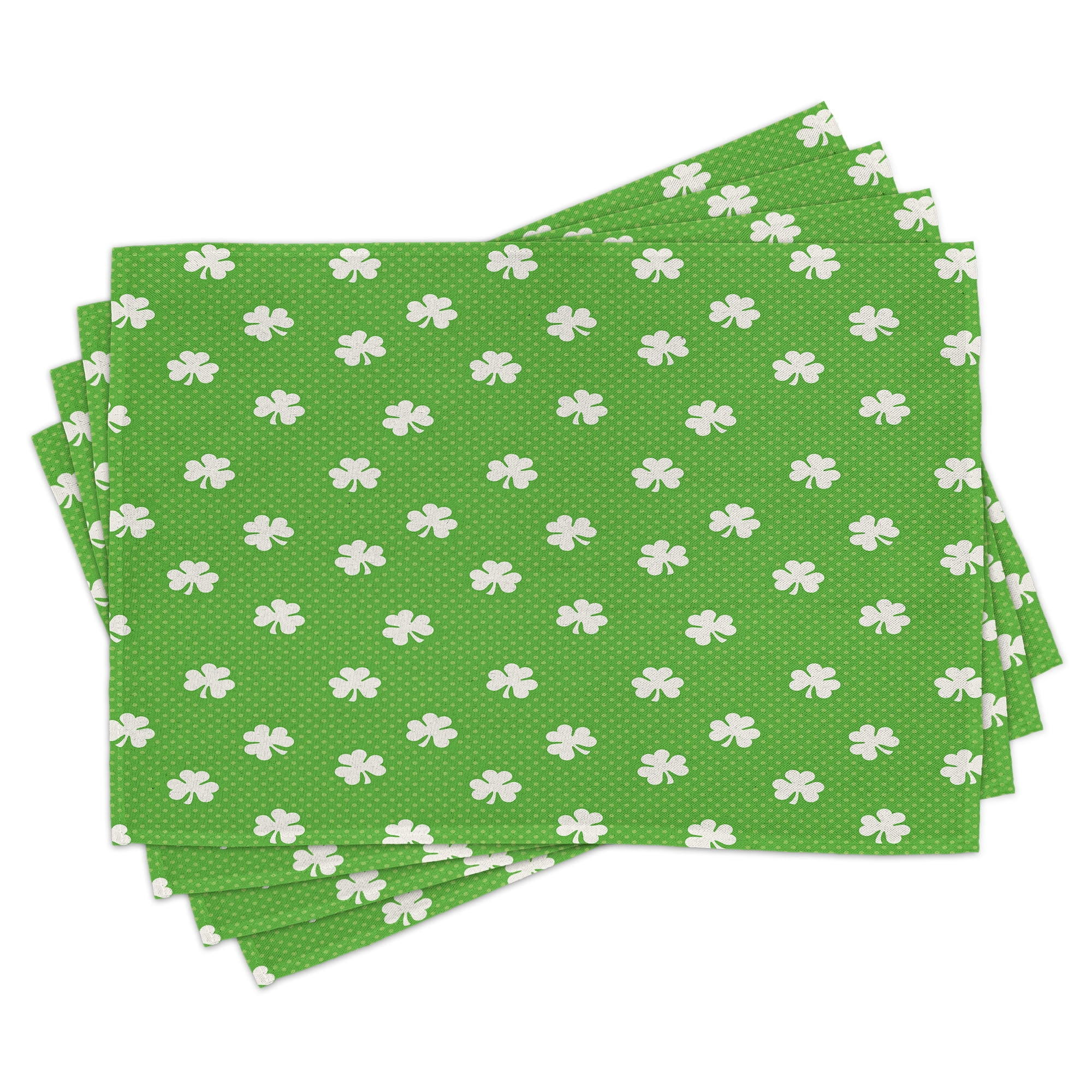 Ambesonne Irish Place Mats Set of 4, Polka Dots and Shamrocks, Standard ...