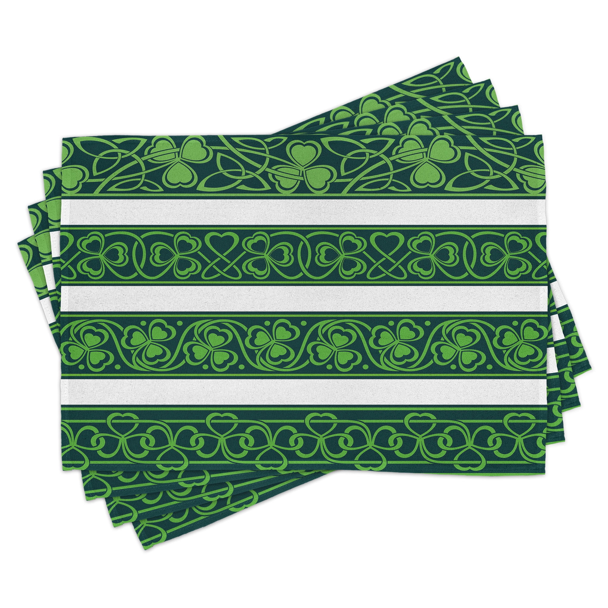 Ambesonne Irish Place Mats Set of 4, Shamrock Borders Art, Standard ...