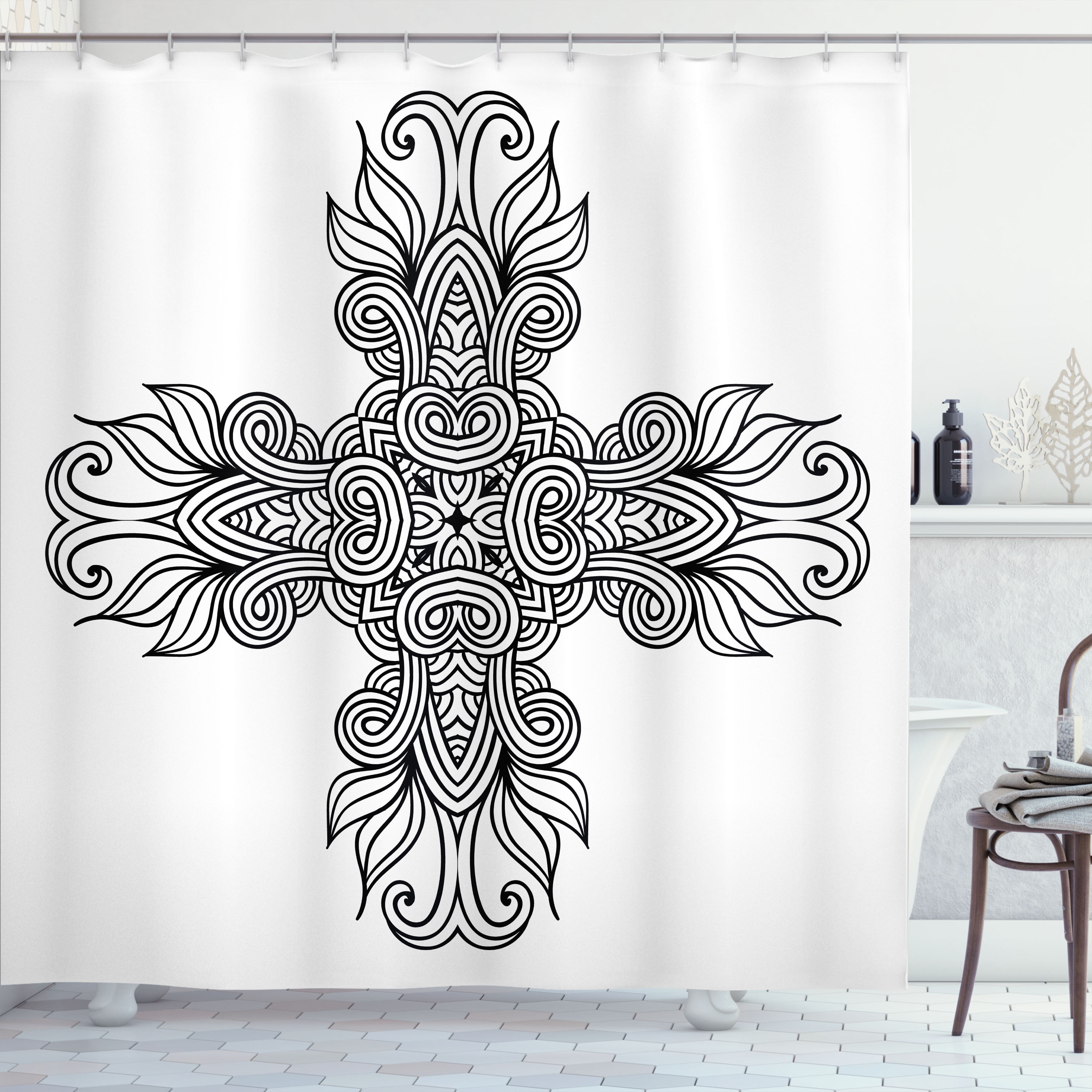 Ambesonne Irish Shower Curtain, Royal Old Celtic Knot, 69"Wx75"L, Black ...