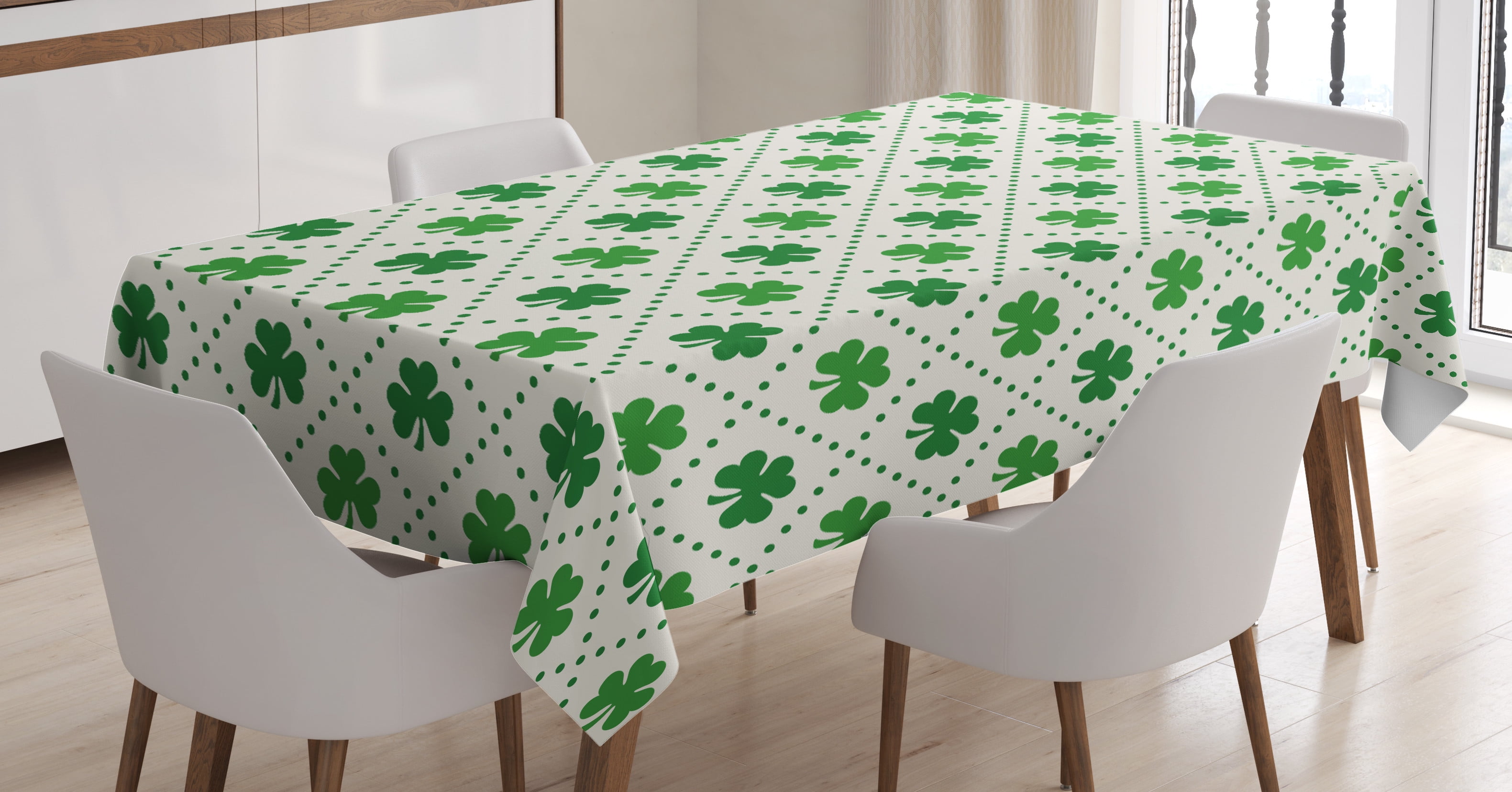 Ambesonne Irish Tablecloth Rectangular Table Cover, 4 Leaf Shamrock ...