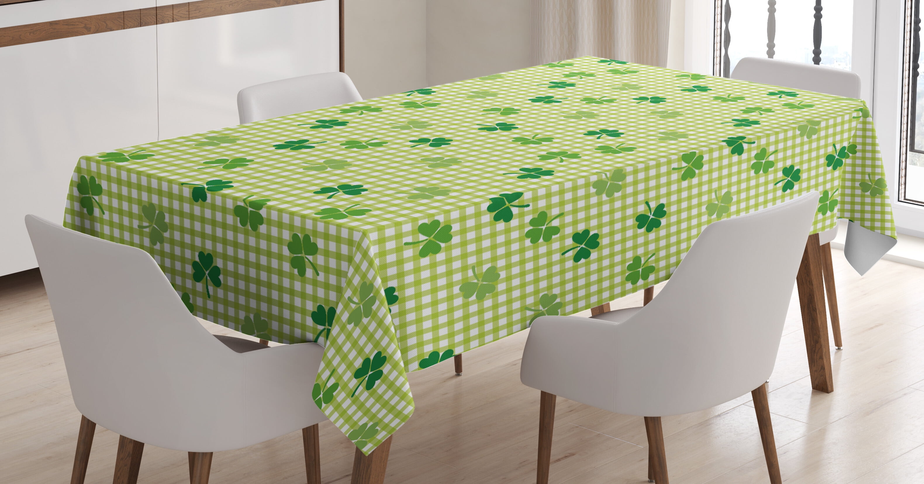 Ambesonne Irish Tablecloth Rectangular Table Cover, Checkered Retro ...