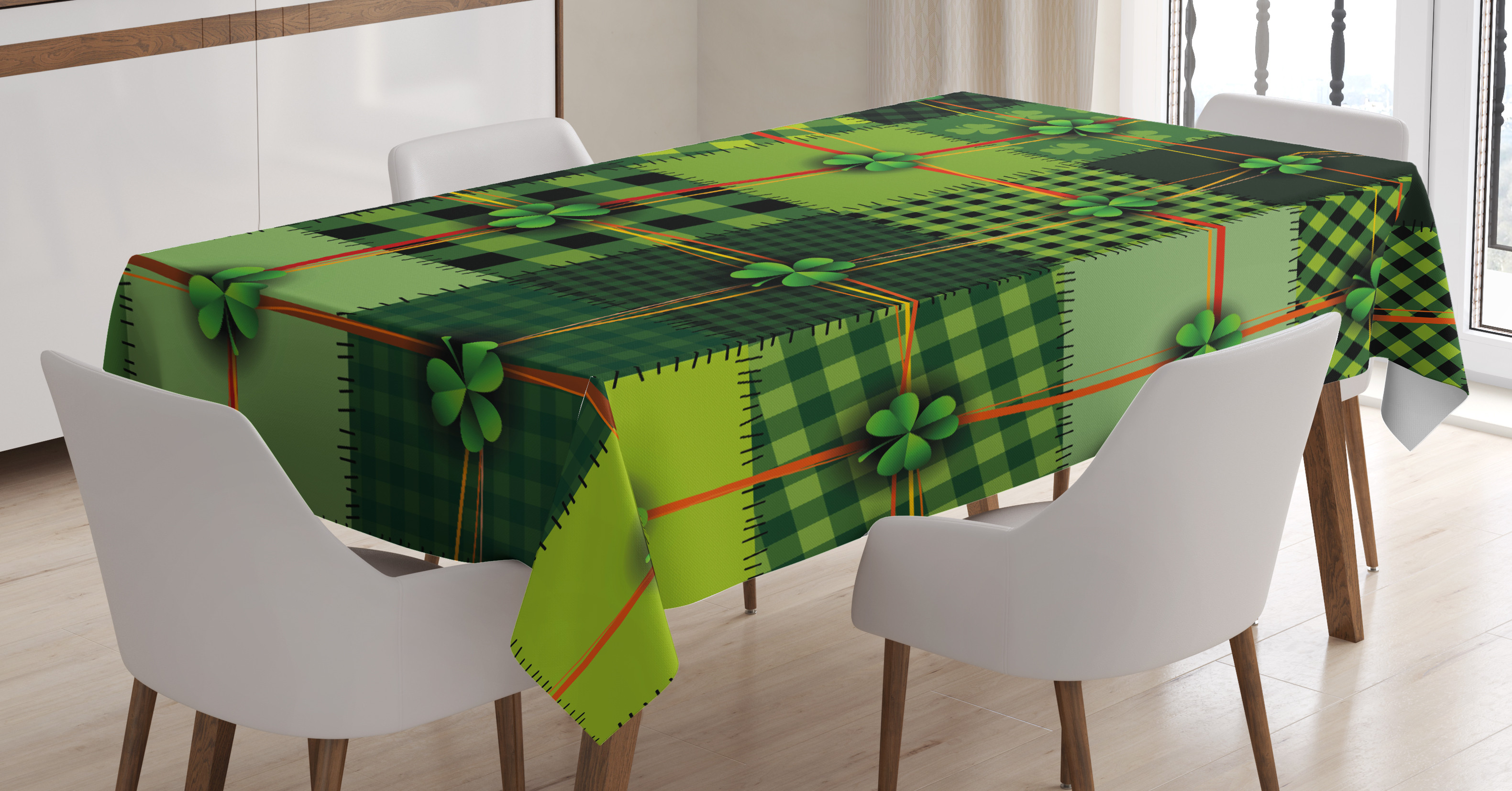 Ambesonne Irish Tablecloth Rectangular Table Cover, Patchwork Celtic ...