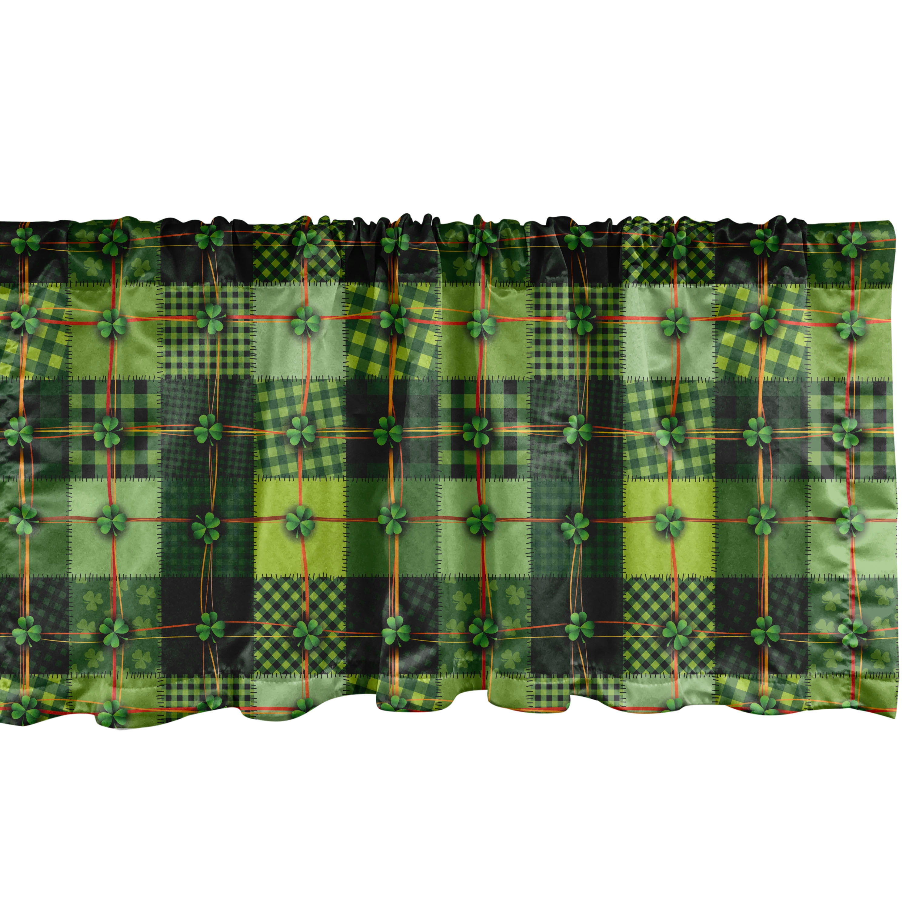 Ambesonne Irish Window Valance, Patchwork Celtic Clovers, 54" X 12 ...