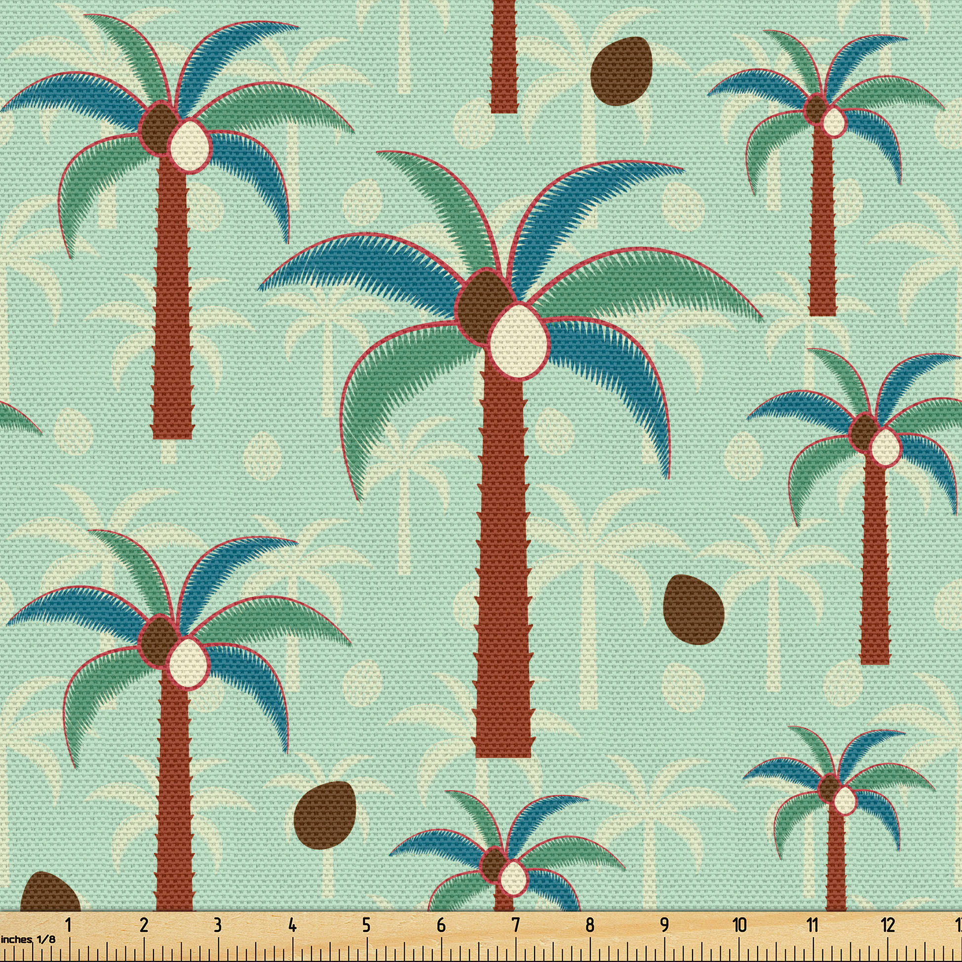 Ambesonne Island Fabric by the Yard Upholstery, Modern Coconut Palm ...