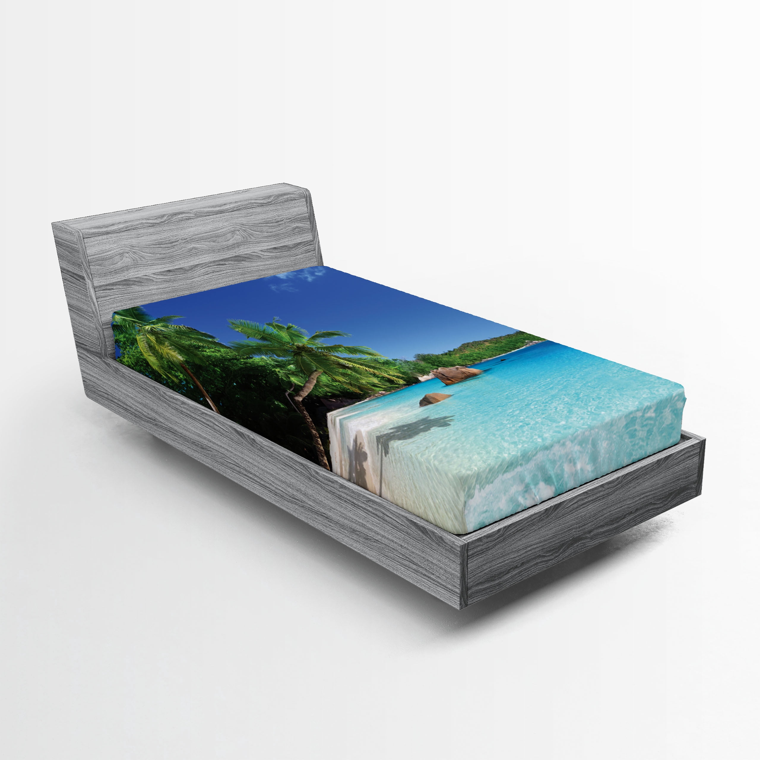 Ambesonne Island Fitted Sheet, Sunny Horizon of Prislin, Twin Size ...