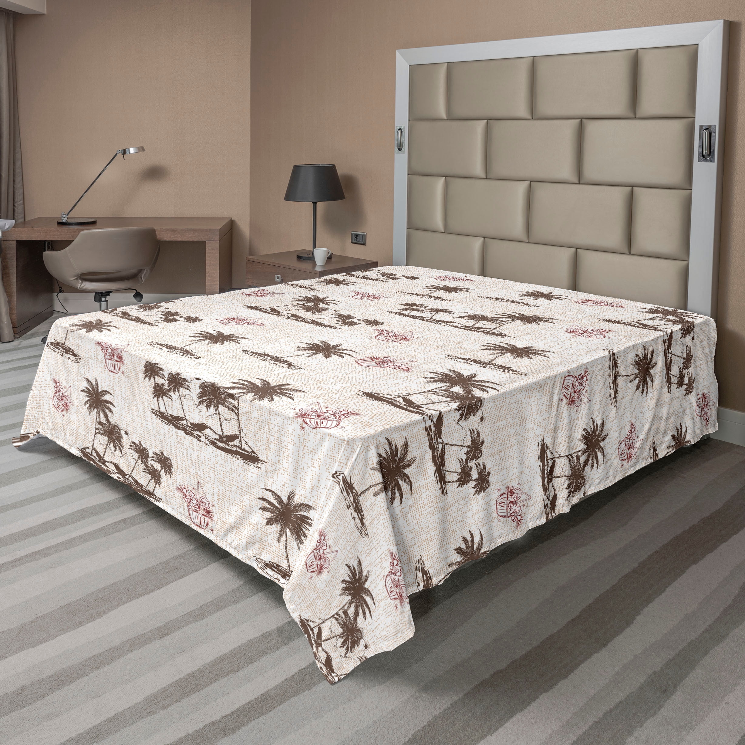 Ambesonne Island Life Flat Bedding Sheet Soft Top Sheet, Tropical Isle ...