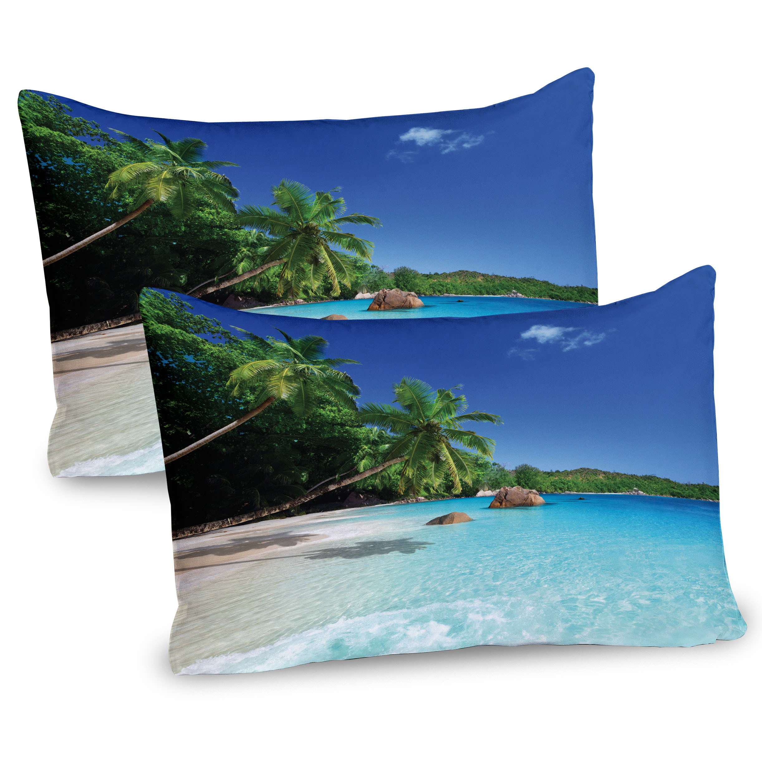 Ambesonne Island Pillow Sham 2 Pack, Sunny Horizon of Prislin, 26"x20 ...