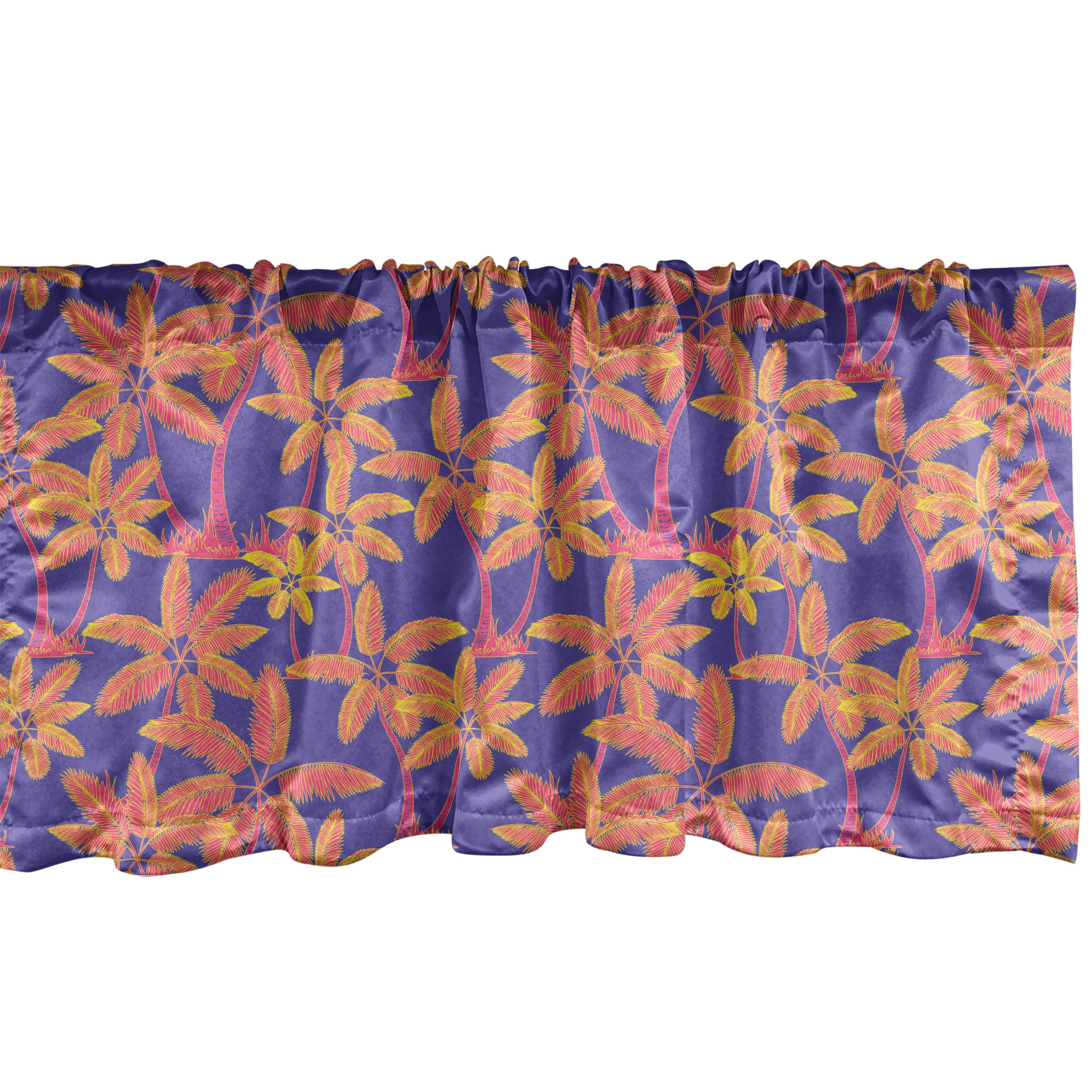 Ambesonne Island Window Valance, Pastel Hawaiian Coconut Palm Tree ...