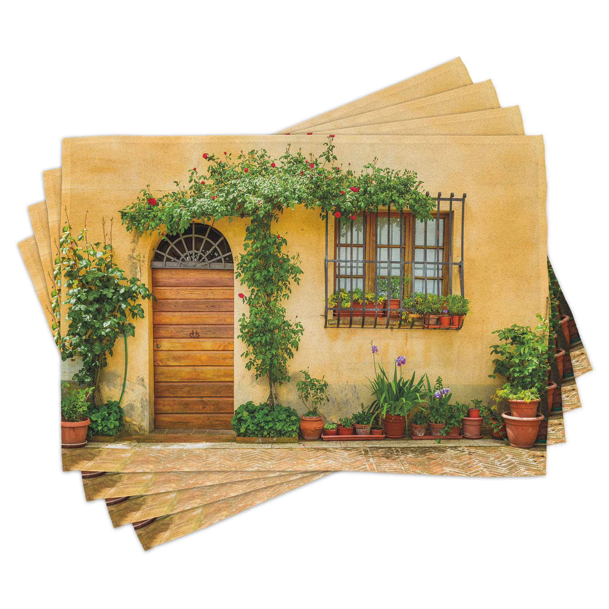 Ambesonne Italy Place Mats Set of 4, City Life in Tuscany, Standard ...