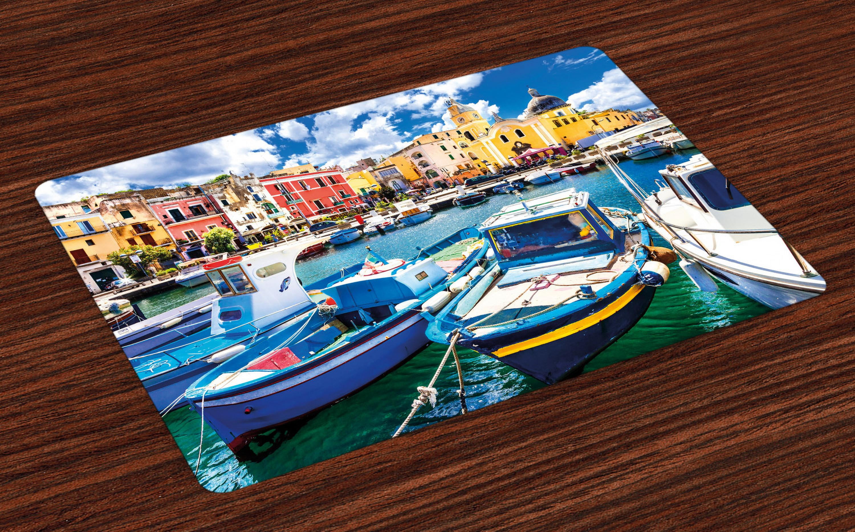 Ambesonne Italy Place Mats Set of 4, Colorful Procida Island, Standard ...