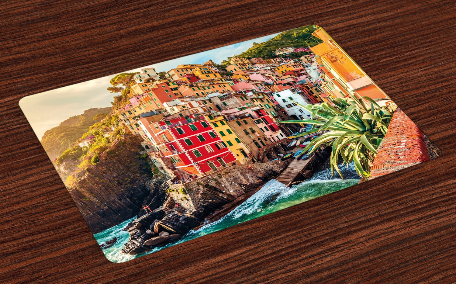 Ambesonne Italy Place Mats Set of 4, Riomaggiore at Sunset, Standard ...