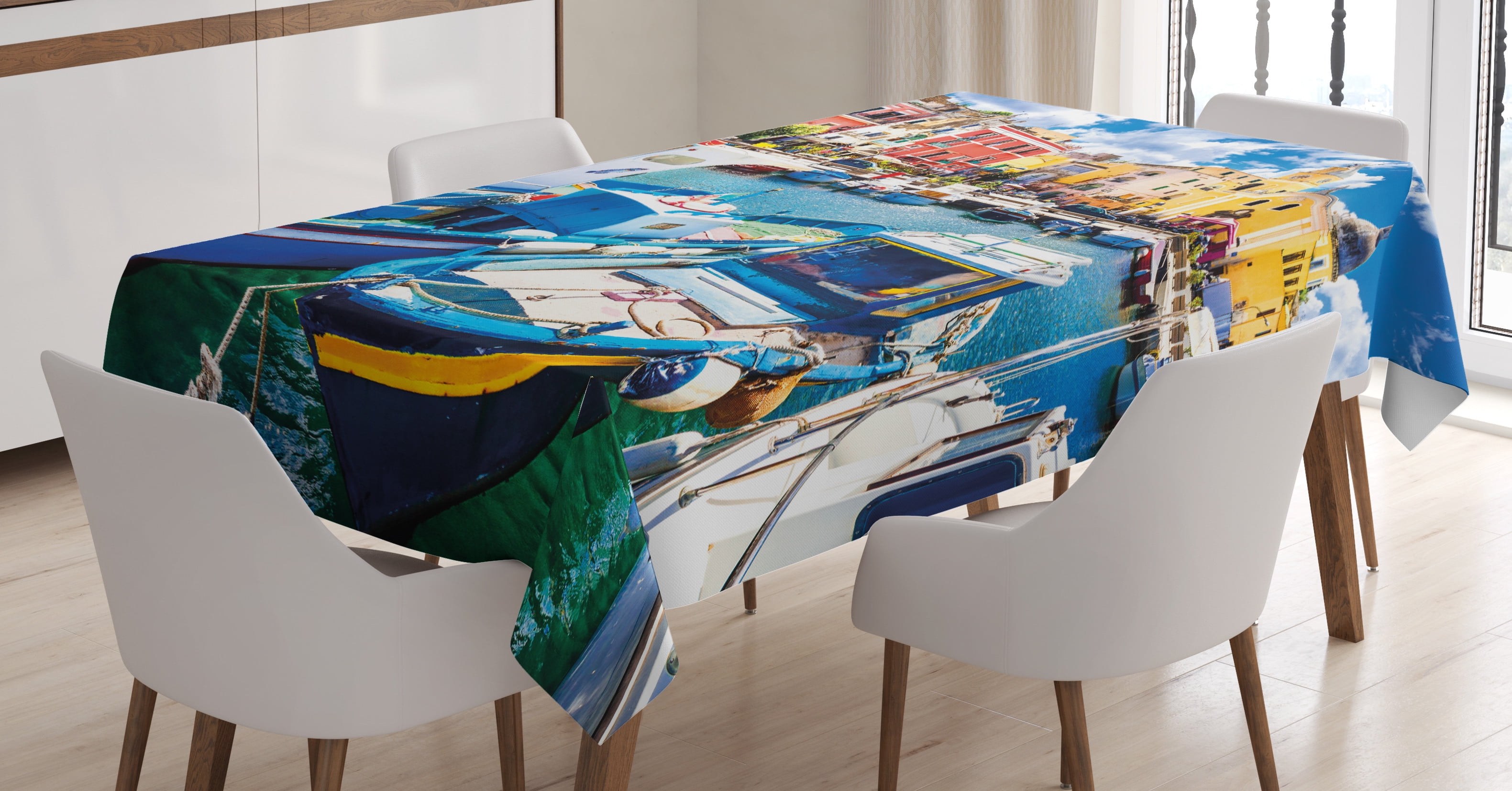 Ambesonne Italy Tablecloth Rectangular Table Cover, Colorful Procida ...