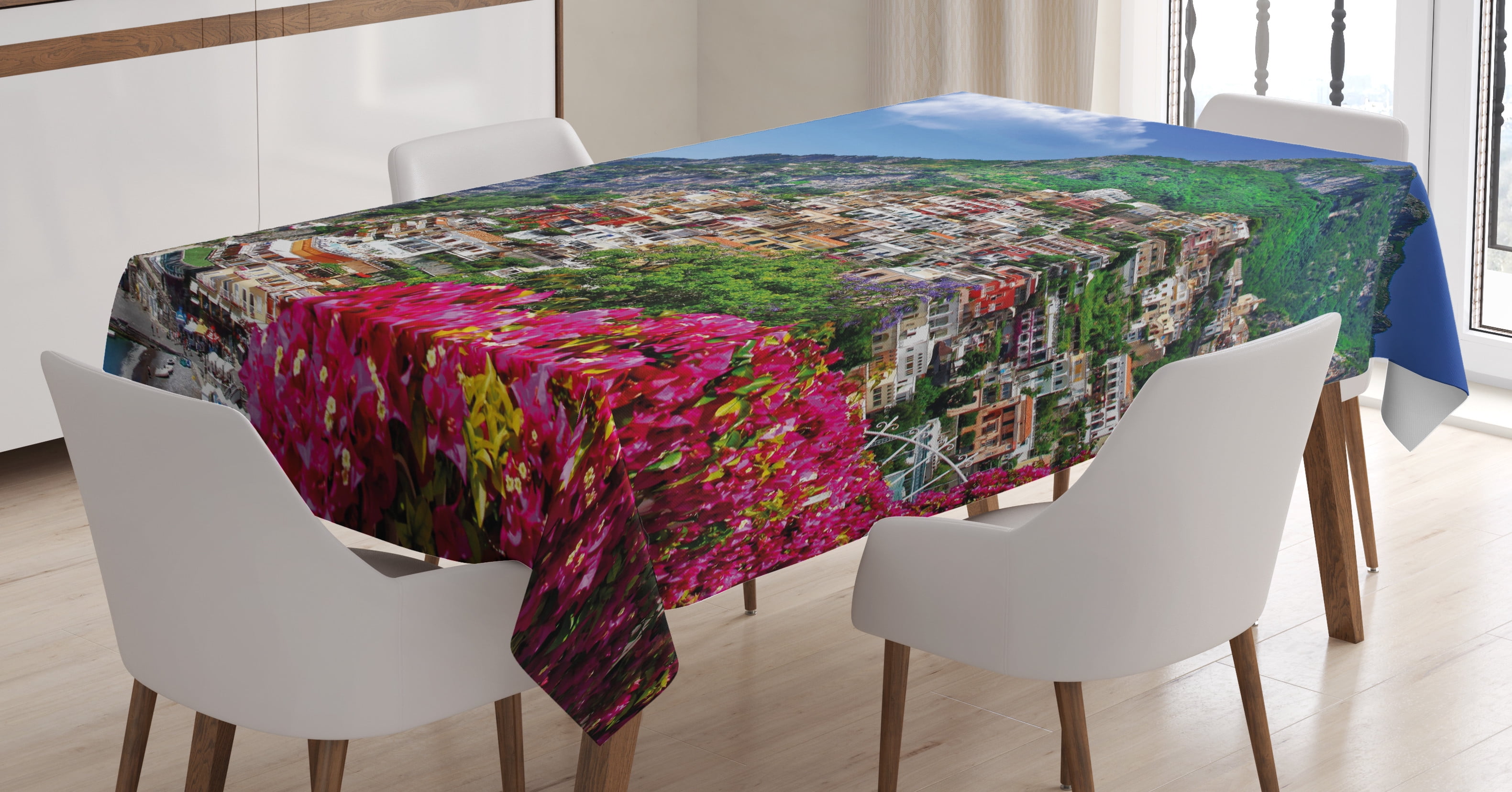 Ambesonne Italy Tablecloth Rectangular Table Cover, Positano Amalfi ...