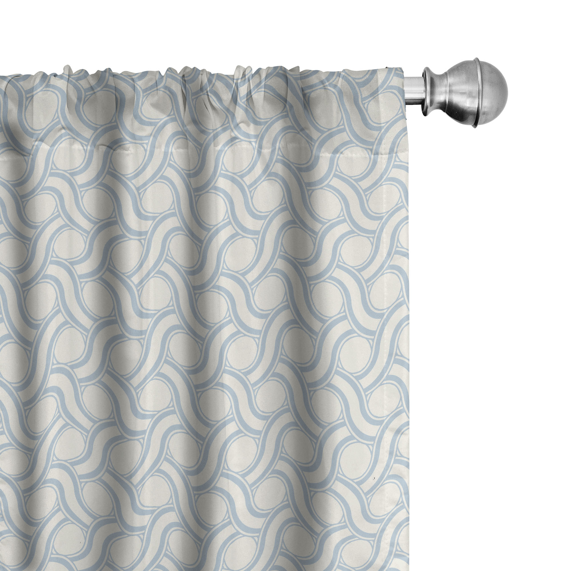 Ambesonne Ivory and Blue Curtains, Circles Wavy Stripes, Pair of 28"x84 ...