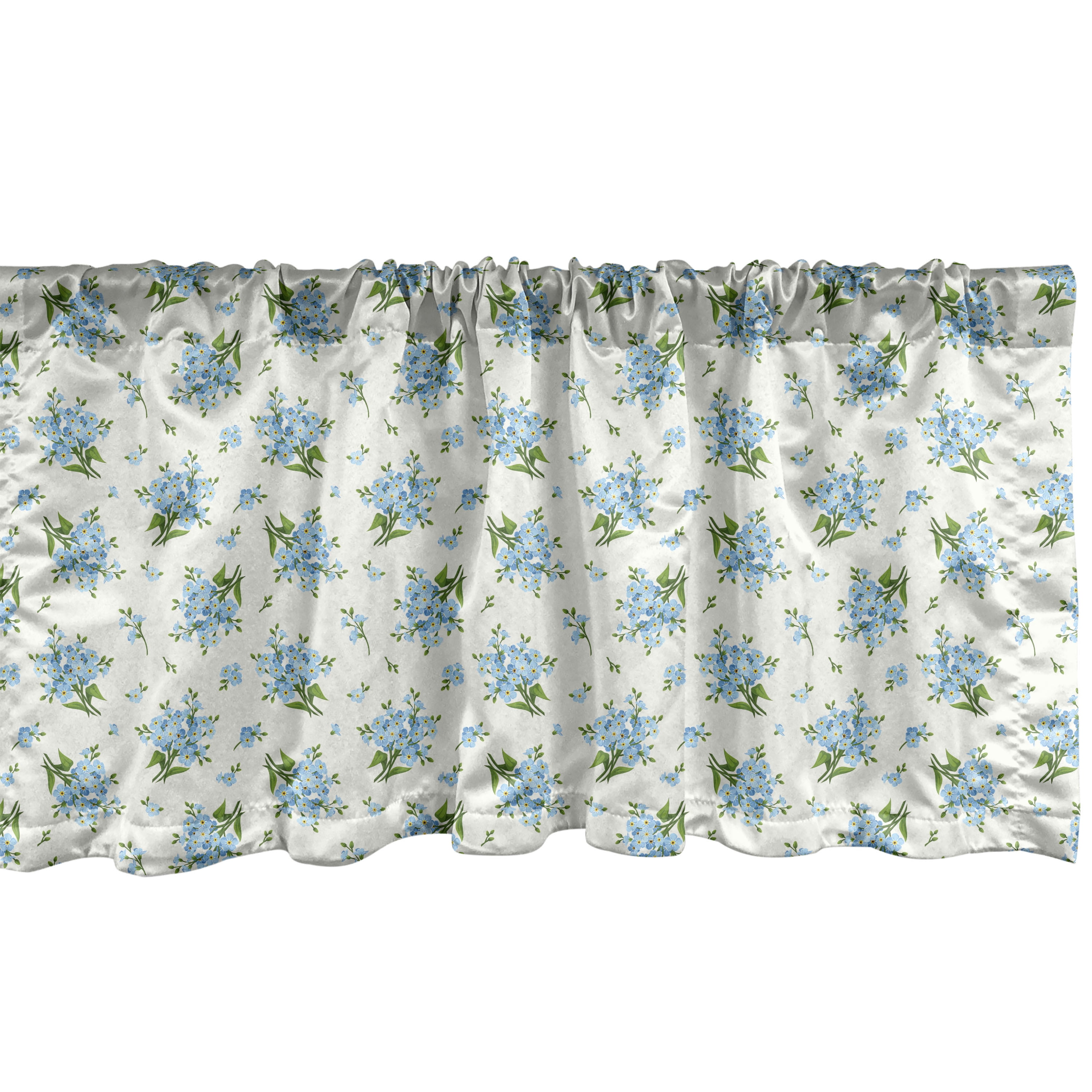 Ambesonne Ivory and Blue Window Valance, Spring Leaves, 54" X 12", Pale ...