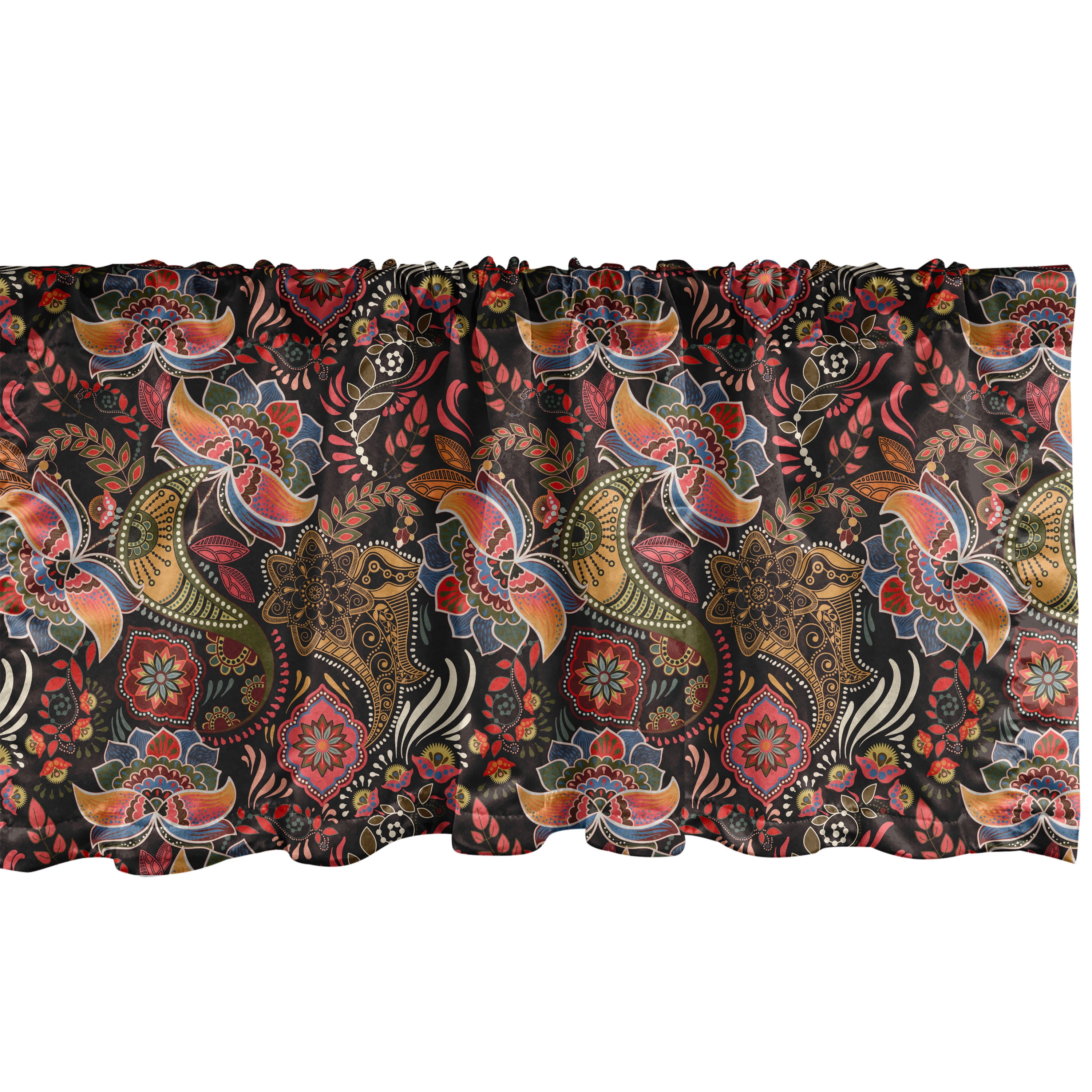 Ambesonne Jacobean Window Valance, Jumble Warm Tone Floral, 54" X 12 ...