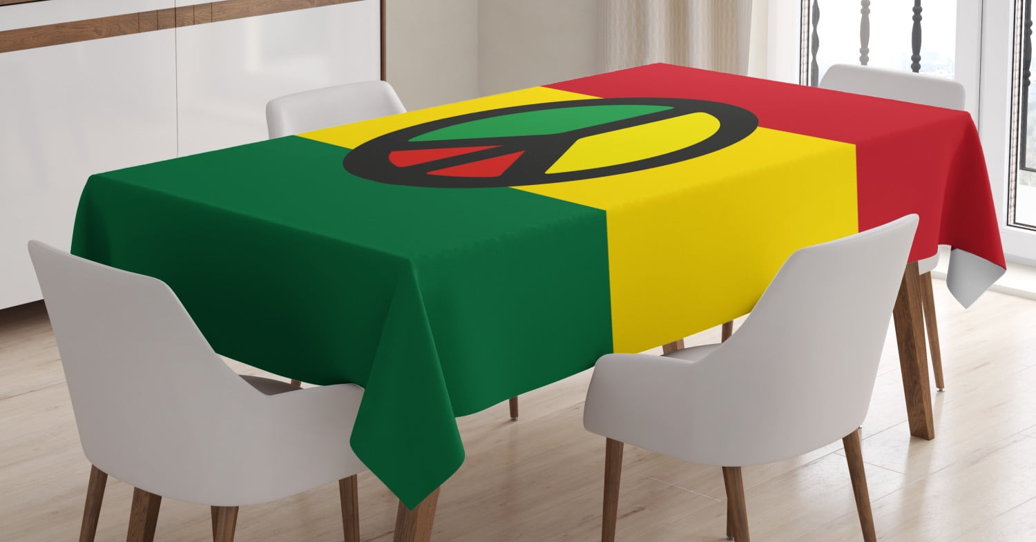 Ambesonne Jamaican Tablecloth Rectangular Table Cover, Reggae Culture ...