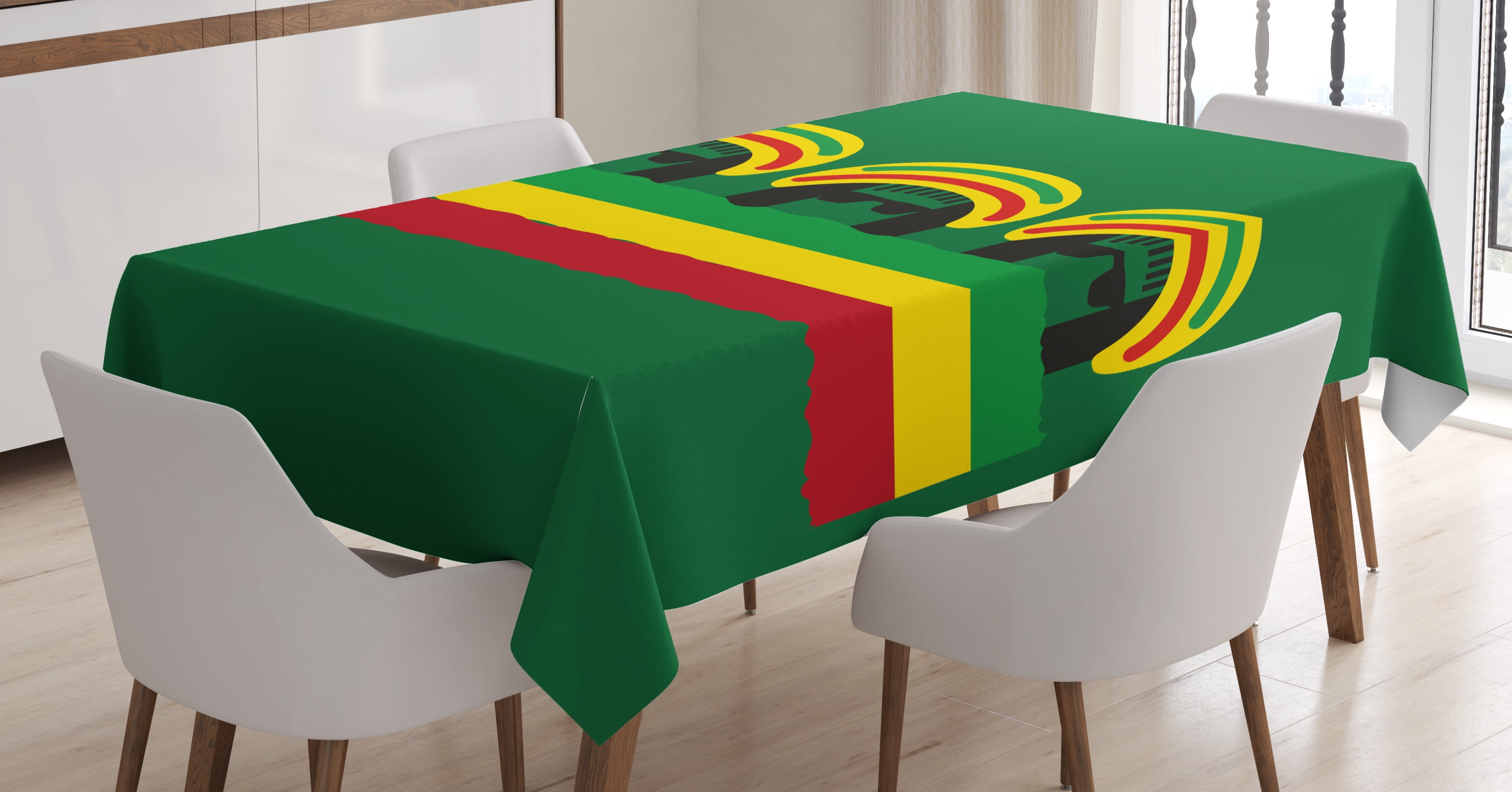 Ambesonne Jamaican Tablecloth Rectangular Table Cover, Reggae Themed ...