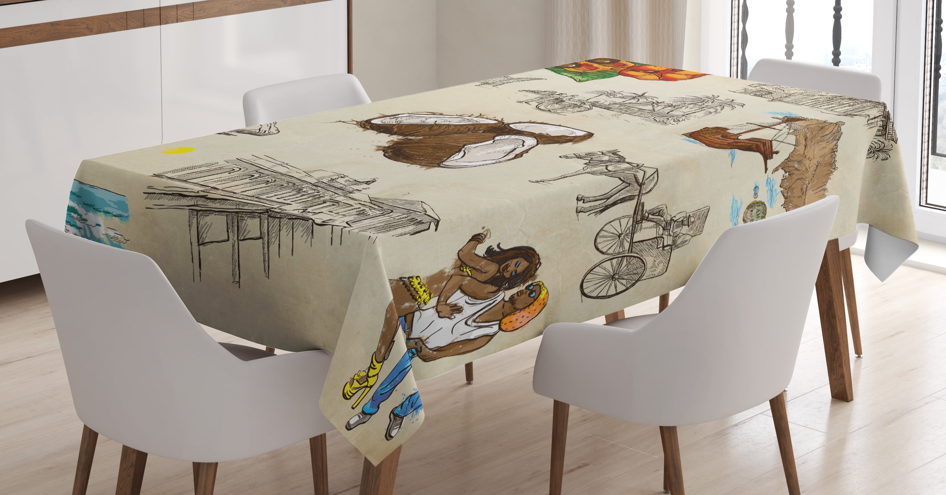 Ambesonne Jamaican Tablecloth Rectangular Table Cover, Vintage Dancing ...