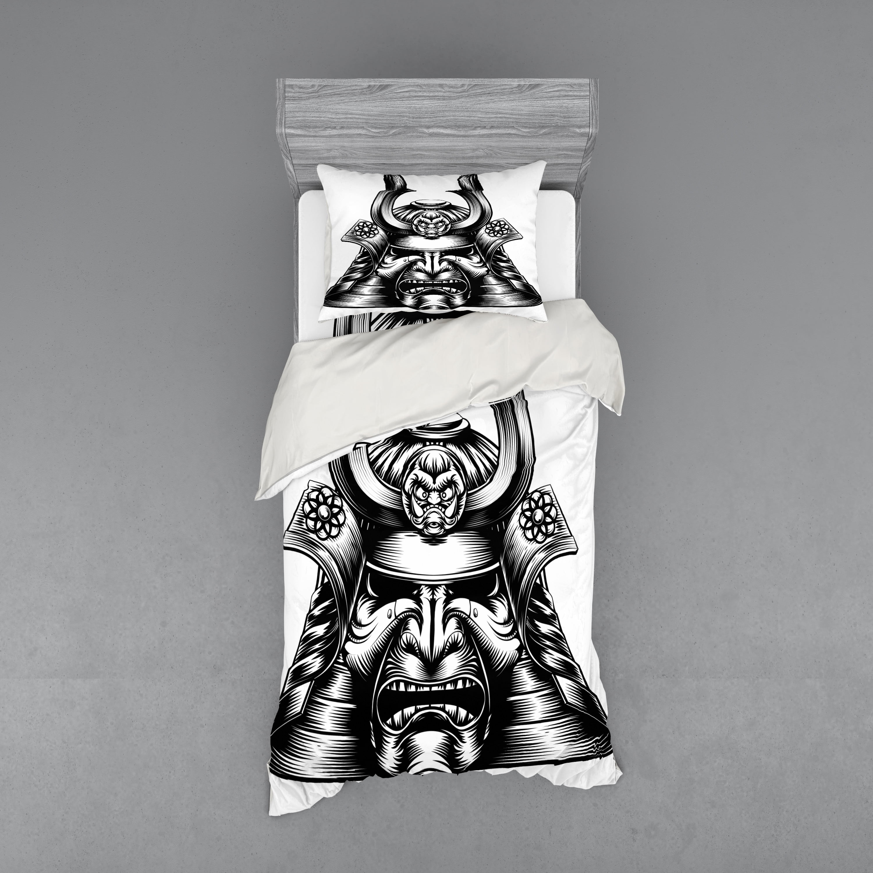 Ambesonne Japanese Bedding Set 3 Pcs, Samurai Martial, Twin, Black ...