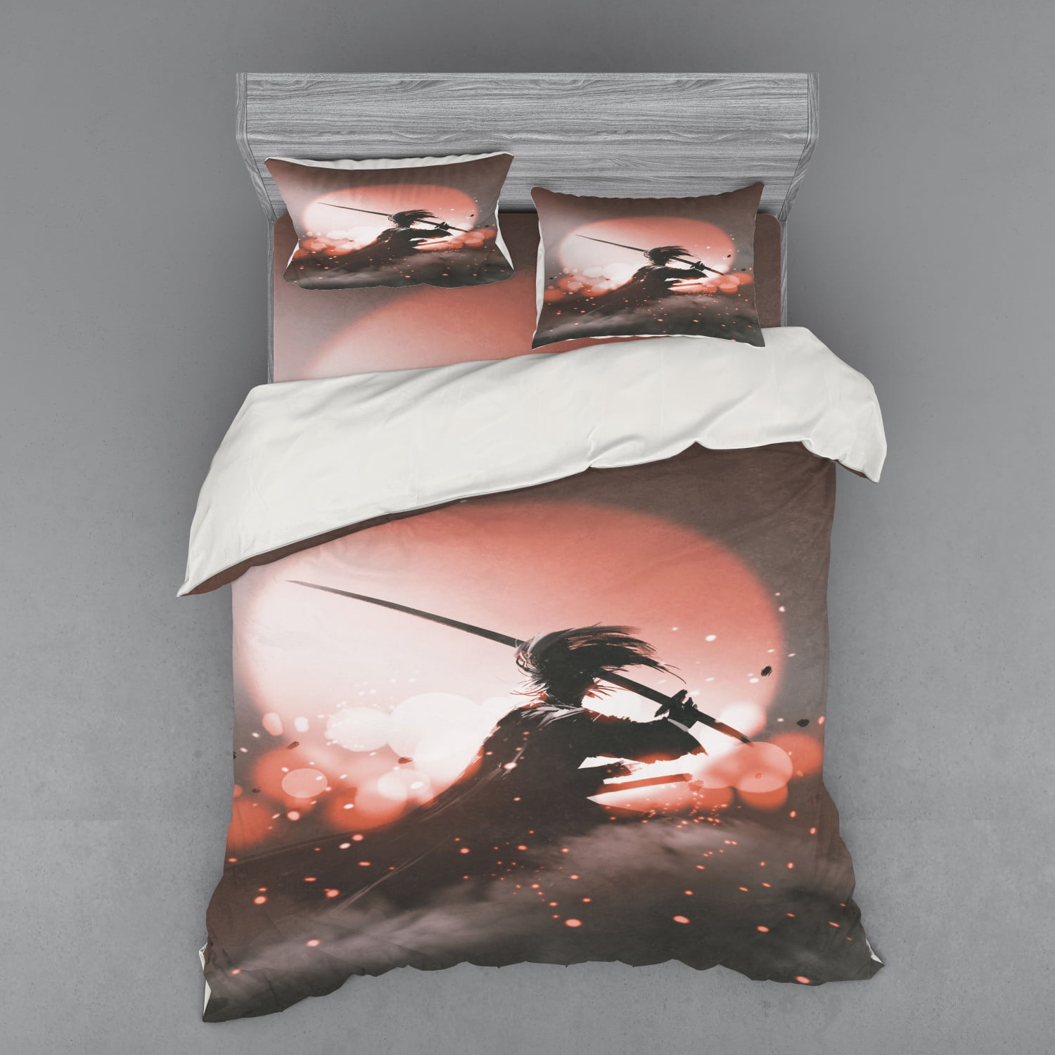 Ambesonne Japanese Bedding Set 4 Pcs, Samurai Japan, Queen, Salmon ...