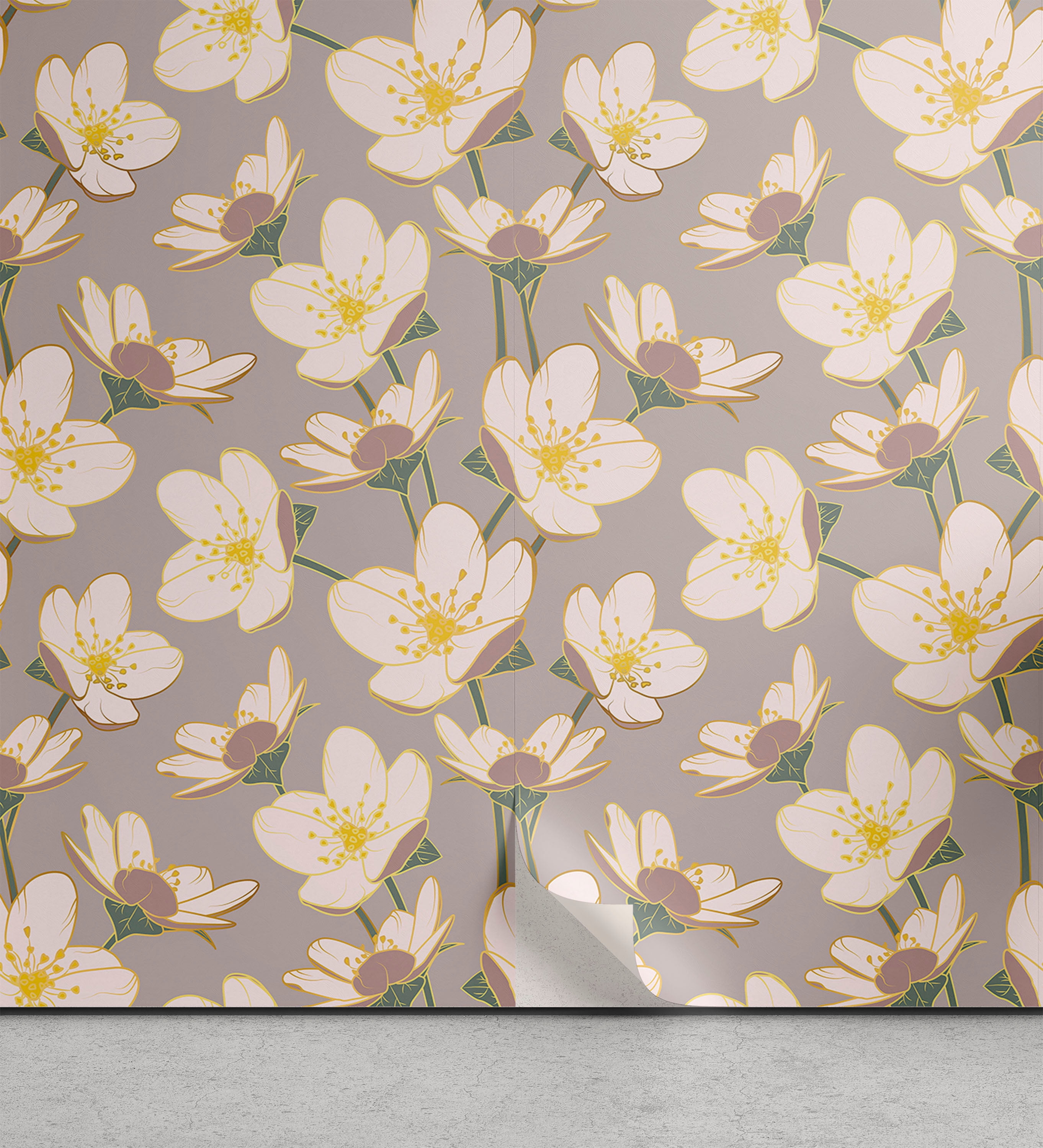 Ambesonne, Japanese Boho Peel & Stick Wallpaper for Home, Springtime Art Sakura, 13"x100", Pale ...