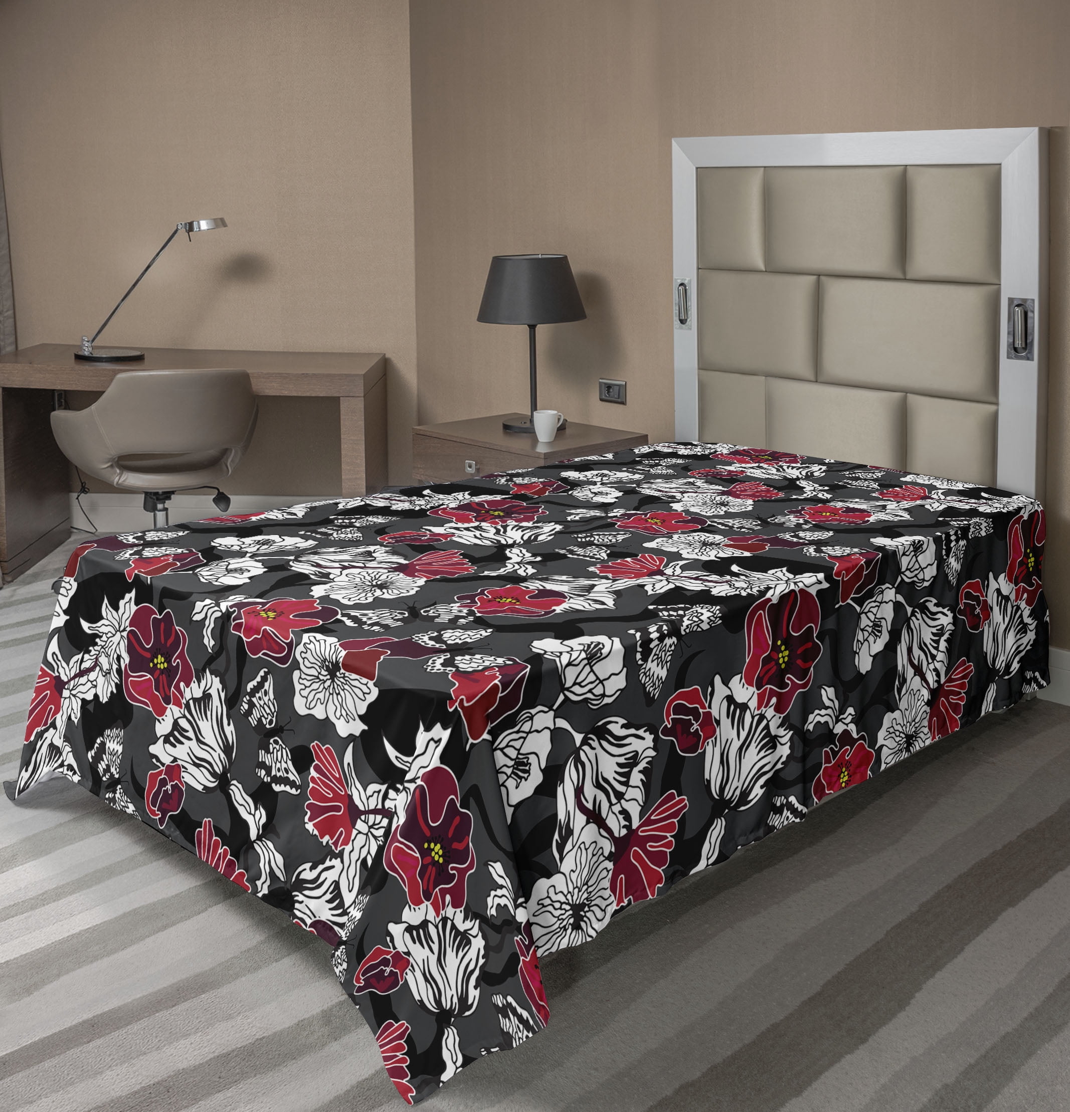Ambesonne Japanese Flat Bedding Sheet Soft Top Sheet, Oriental Floral ...