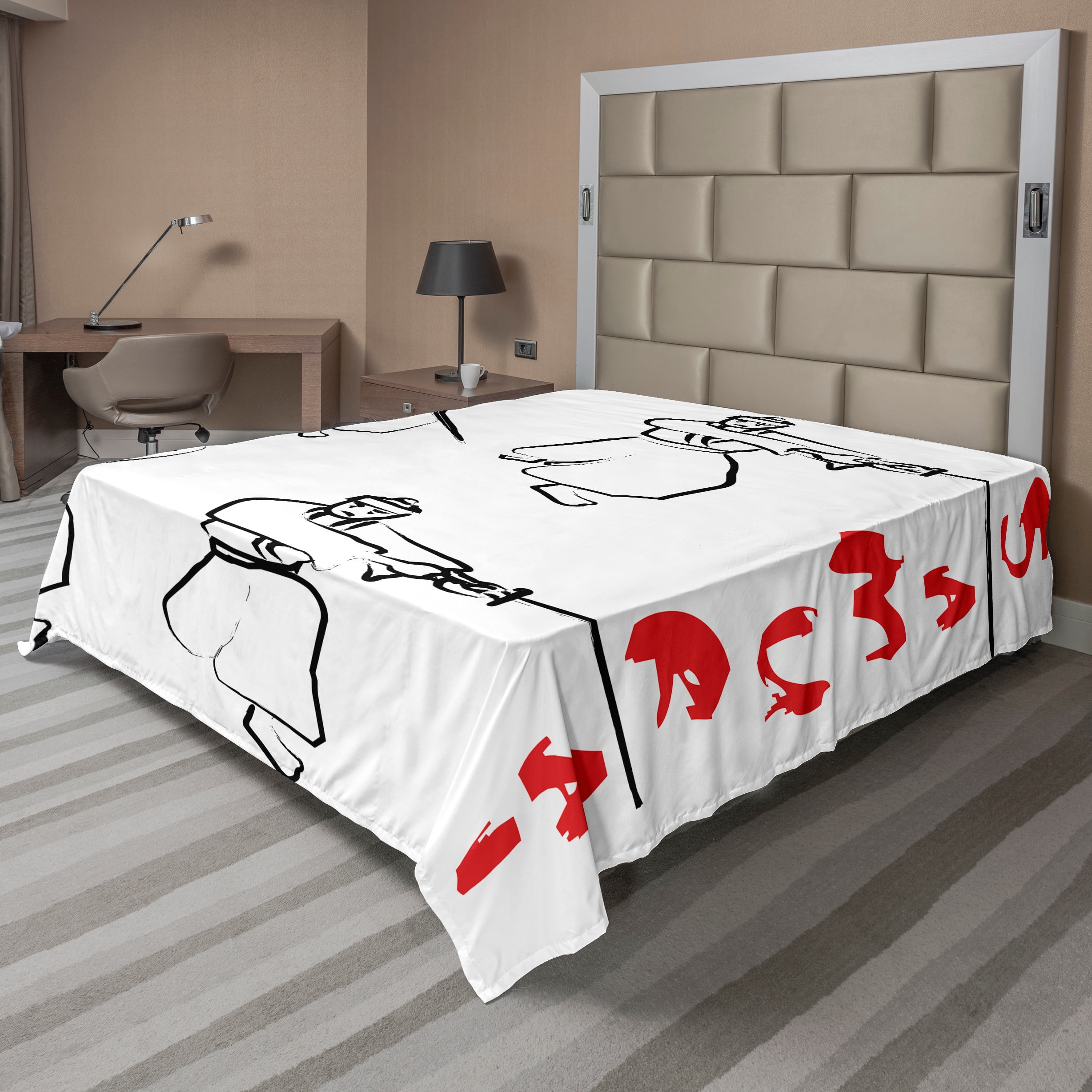 Ambesonne Japanese Flat Sheet, Samurai Katana, Queen Size, Red Black ...