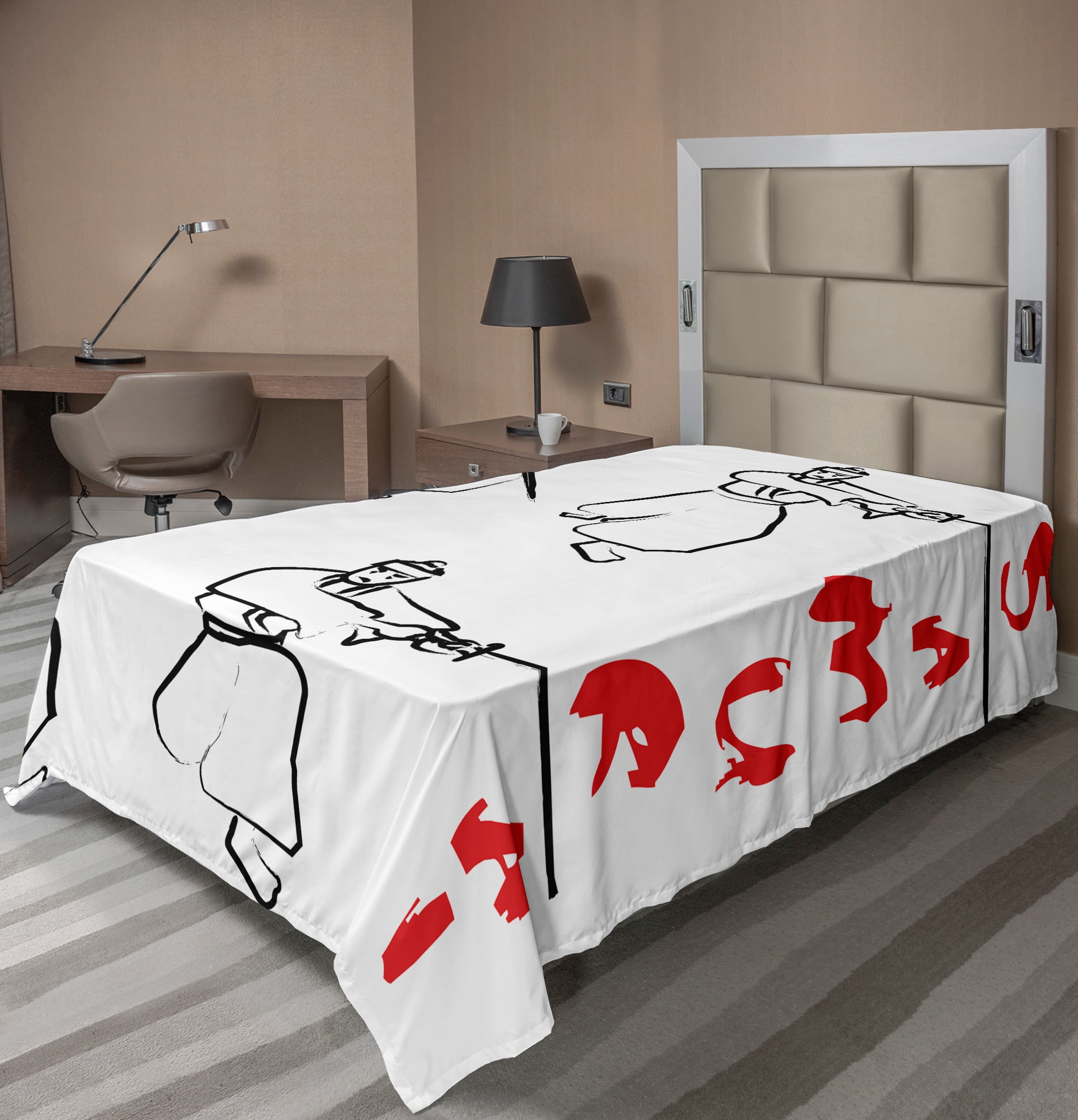 Ambesonne Japanese Flat Sheet, Samurai Katana, Twin Size, Red Black ...