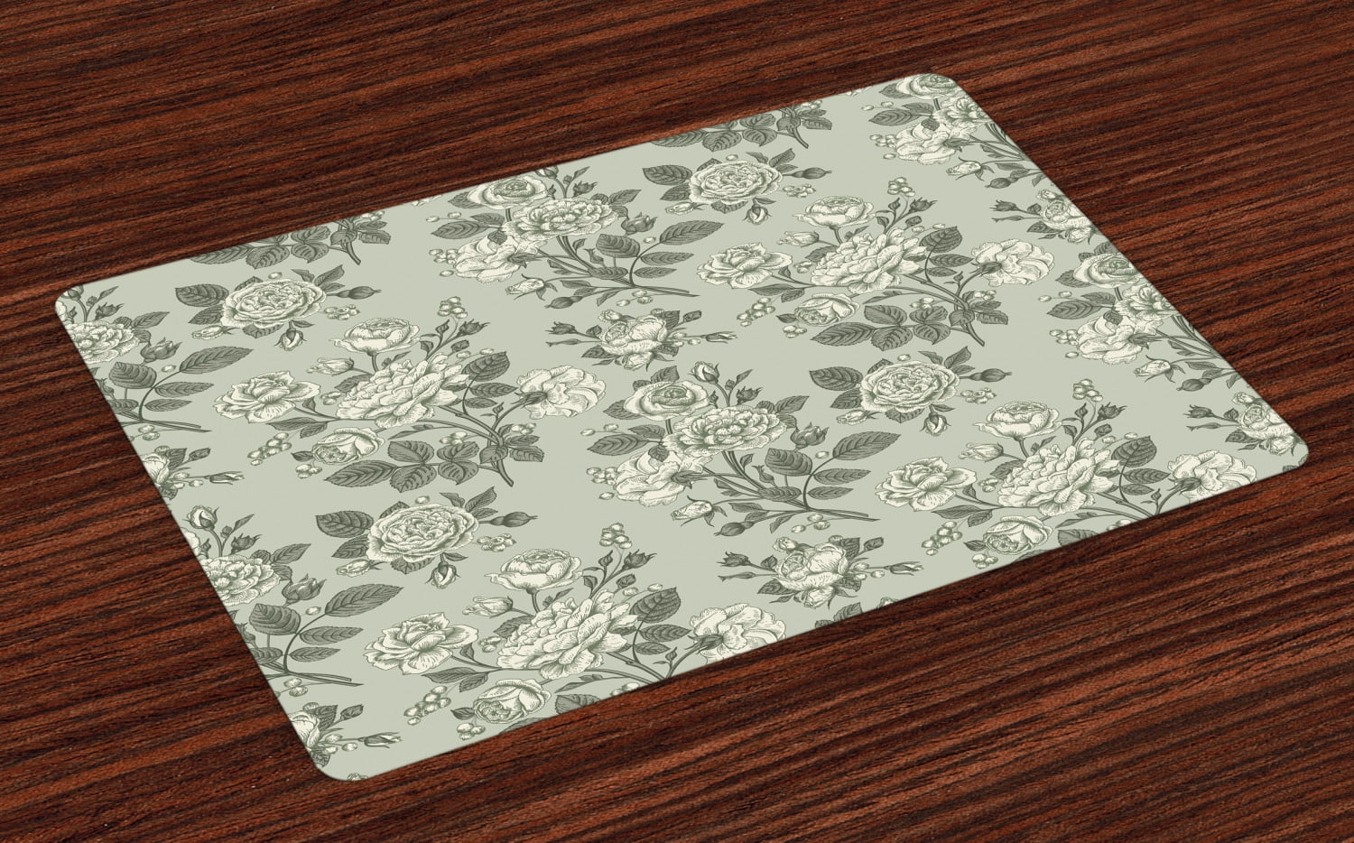 Ambesonne Japanese Place Mats Set of 4, Monochrome Asian Leaves ...
